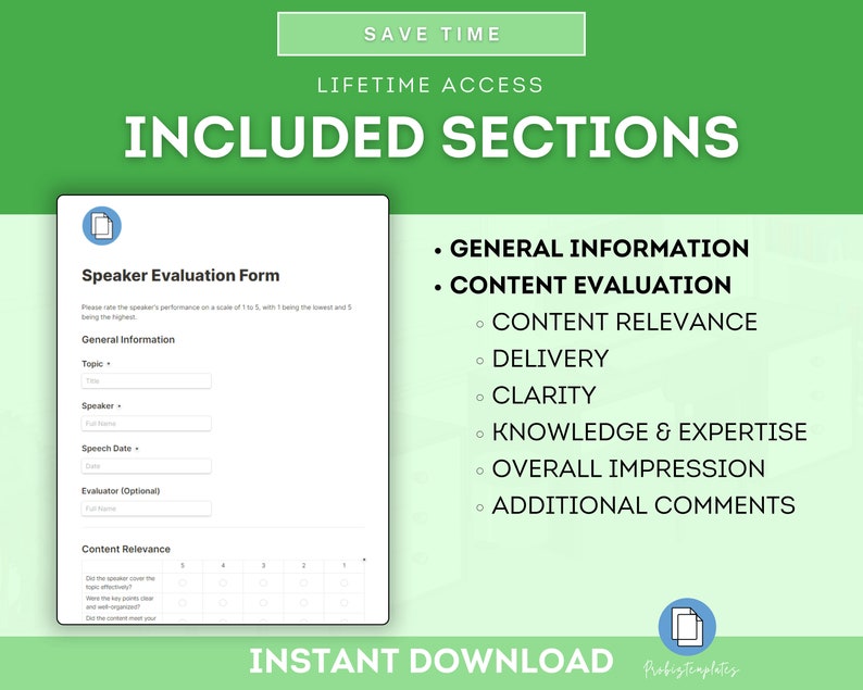 Speaker Evaluation Online Form, Business Speaker Evaluation, Presenter ...