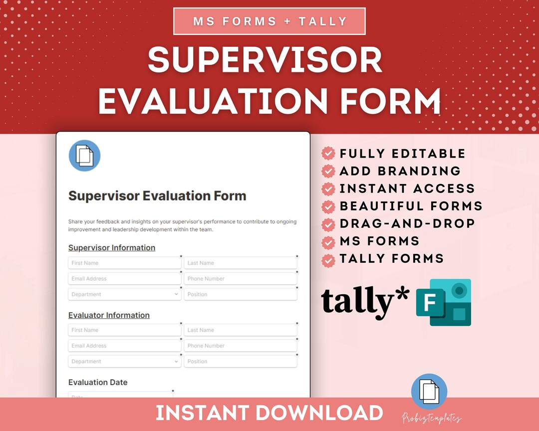 Supervisor Evaluation Online Form, Manager Performance Review Form ...