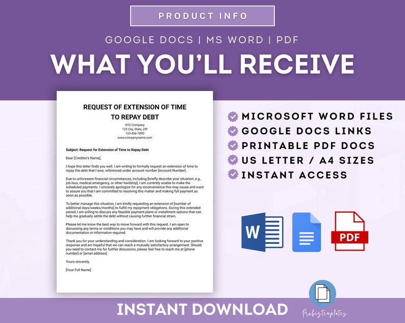 Request of Extension of Time to Repay Debt Letter, Debt Repayment Extension Request Letter, Time ...