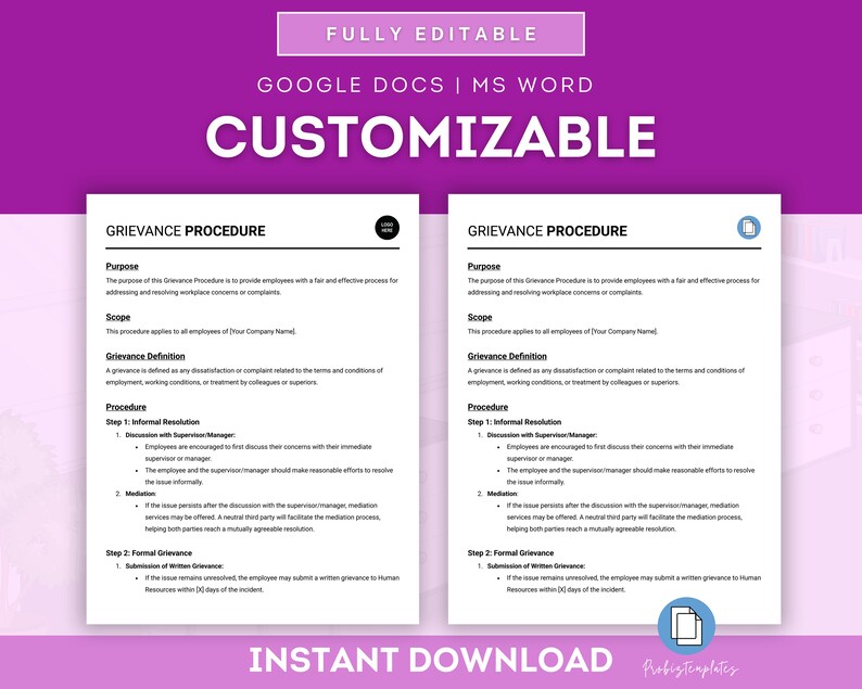 Workplace Grievance Procedure Template, Grievance Procedure Policy ...