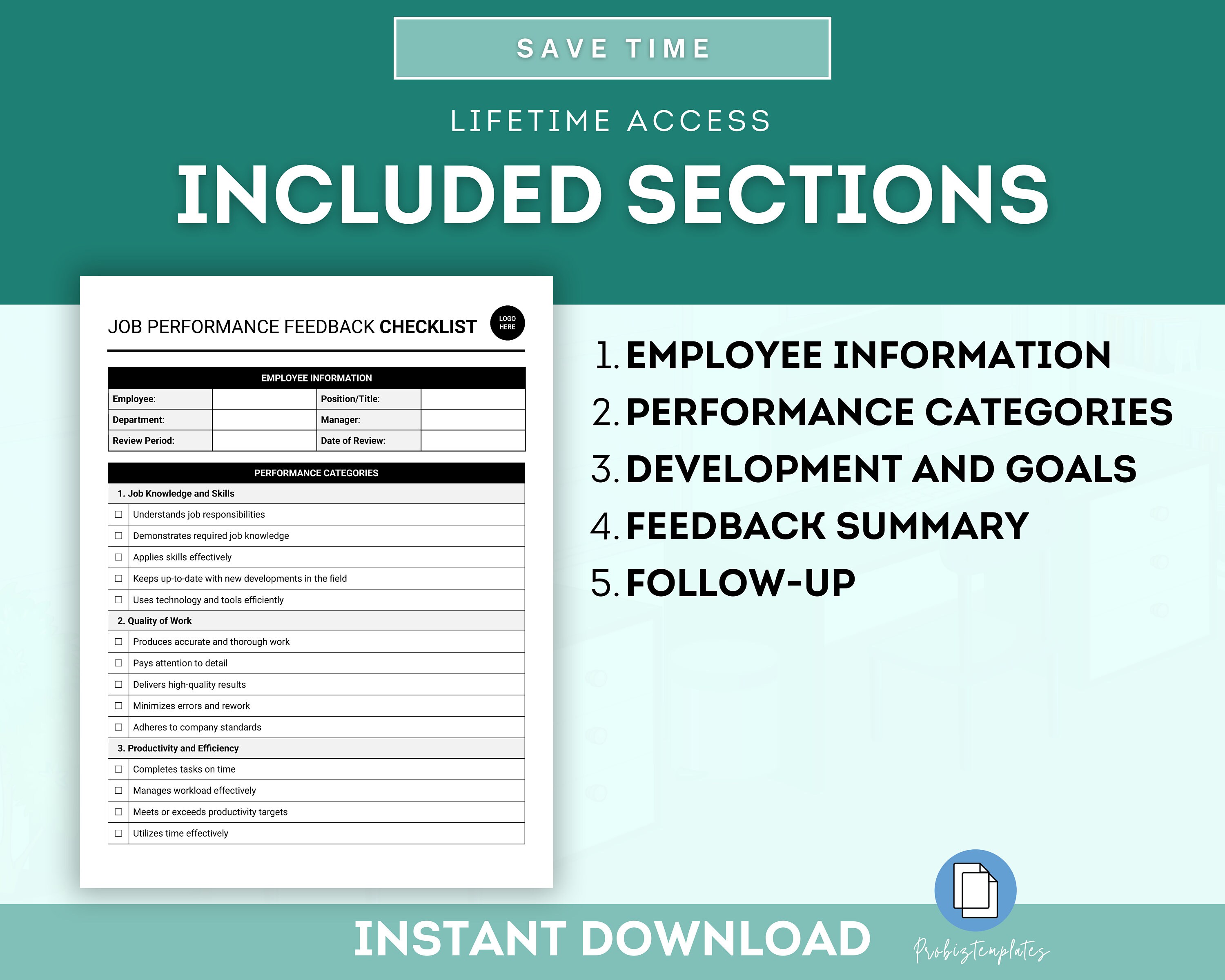 Job Performance Feedback Checklist Template, Employee Performance ...