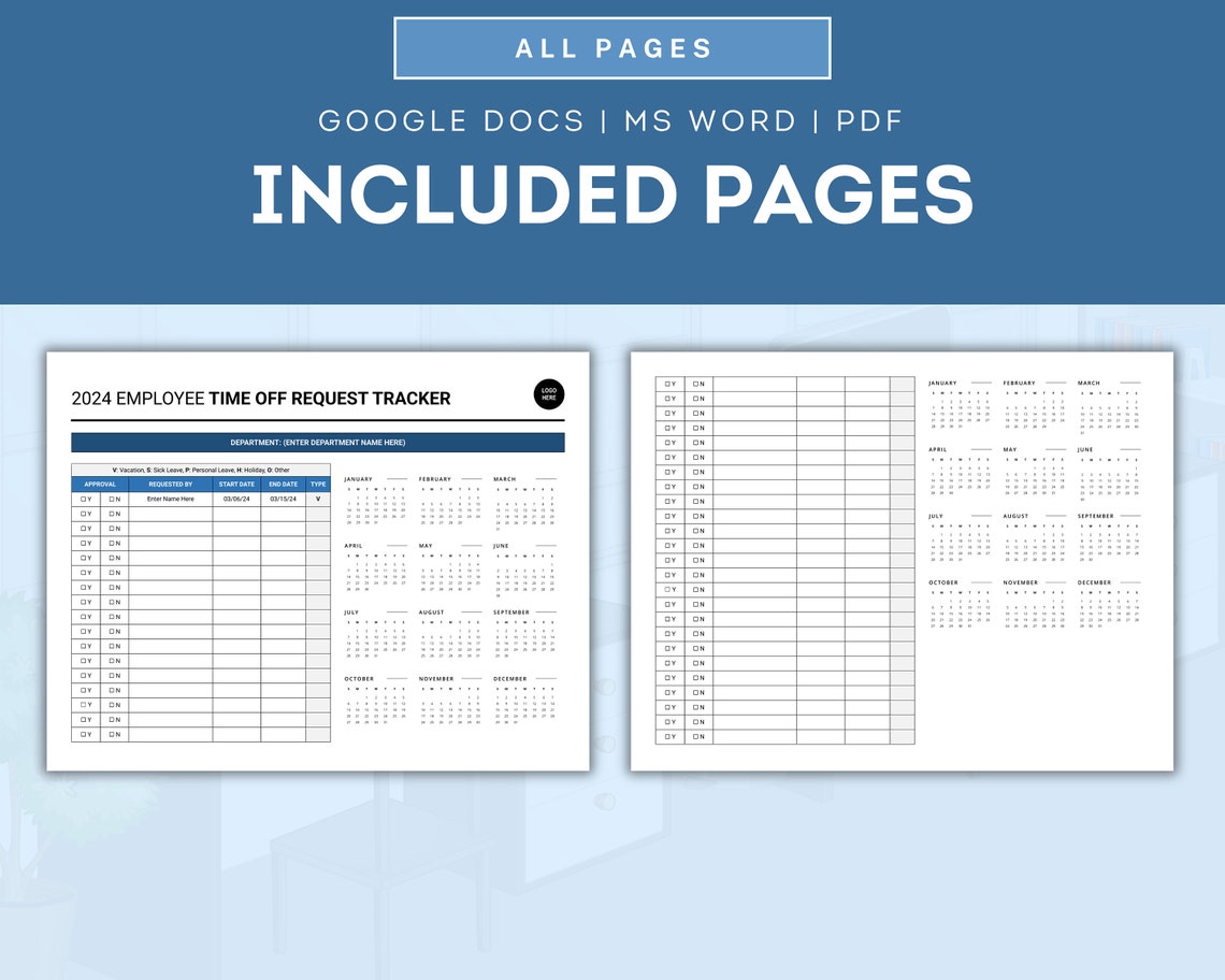 Employee Time off Request Tracker 2024 Template, Staff Leave Management ...