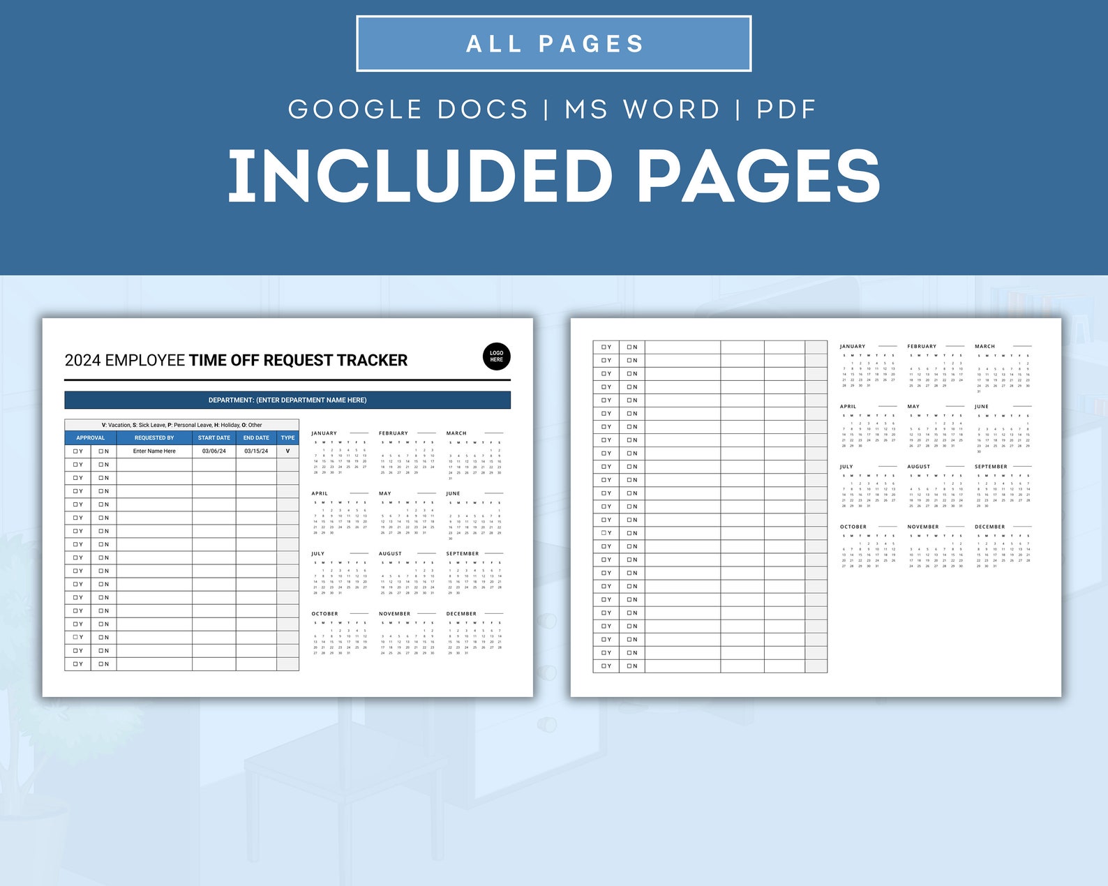 Employee Time off Request Tracker 2024 Template, Staff Leave Management ...
