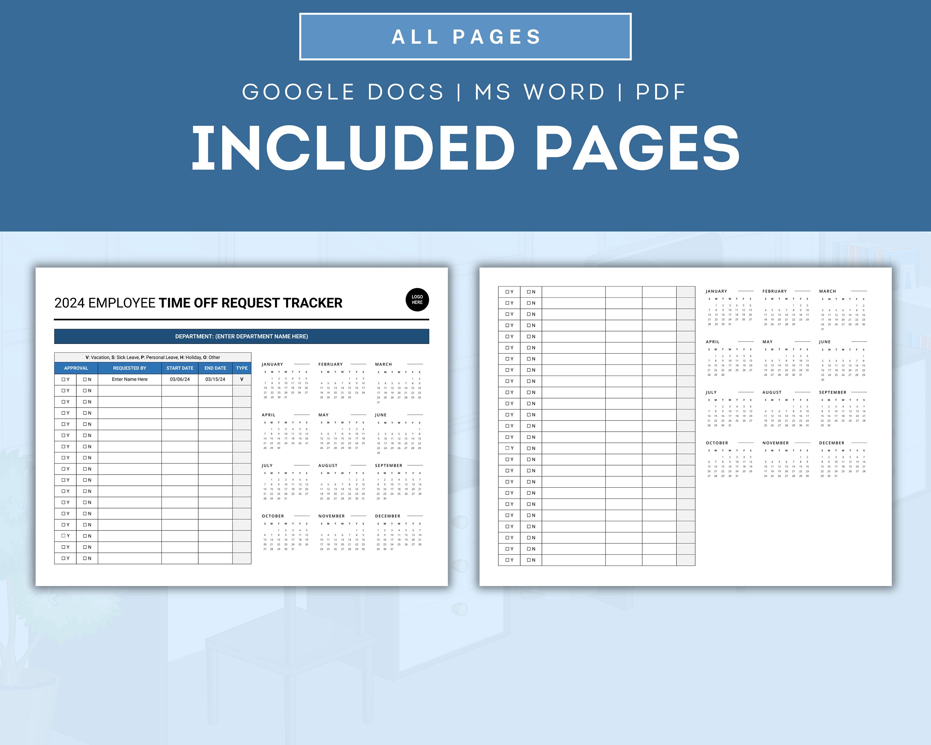 Employee Time off Request Tracker 2024 Template, Staff Leave Management ...