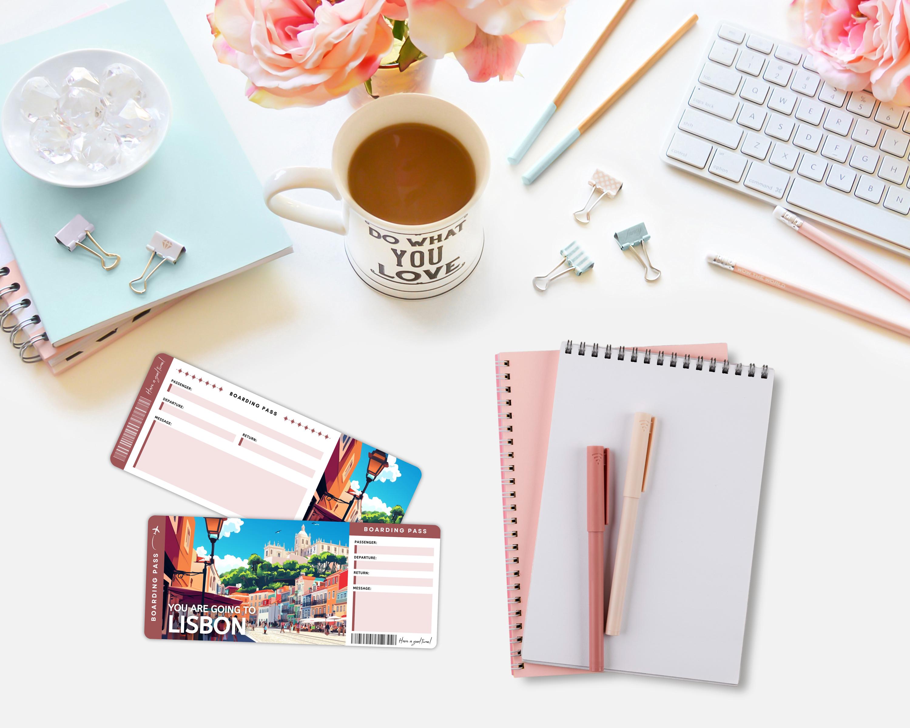 Printable Lisbon Surprise Gift Ticket, Editable Portugal Boarding Pass ...