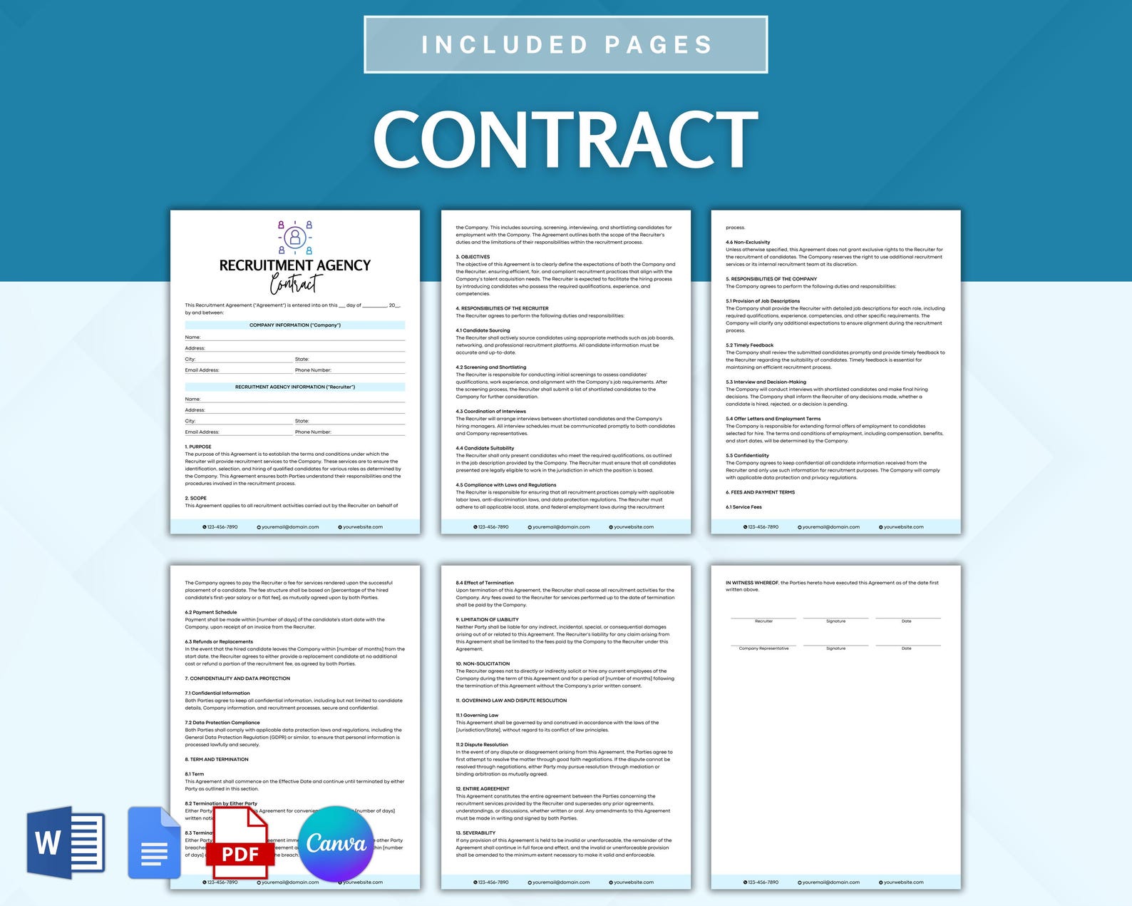 Recruitment Agency Contract Bundle, Staffing Agreement Template, Talent ...