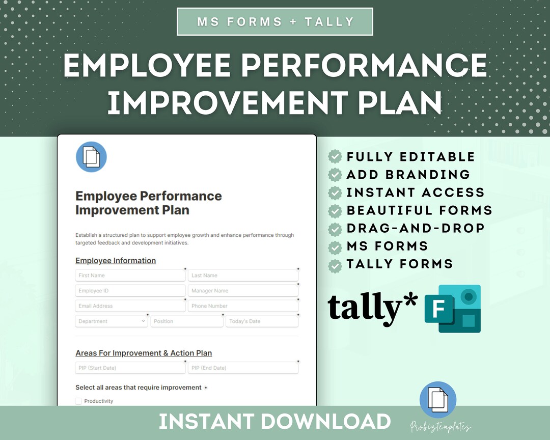 Employee Performance Improvement Plan Online Form, PIP Template ...