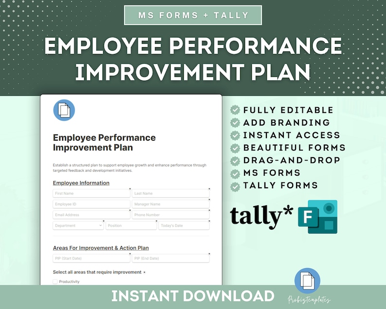 Employee Performance Improvement Plan Online Form, PIP Template ...