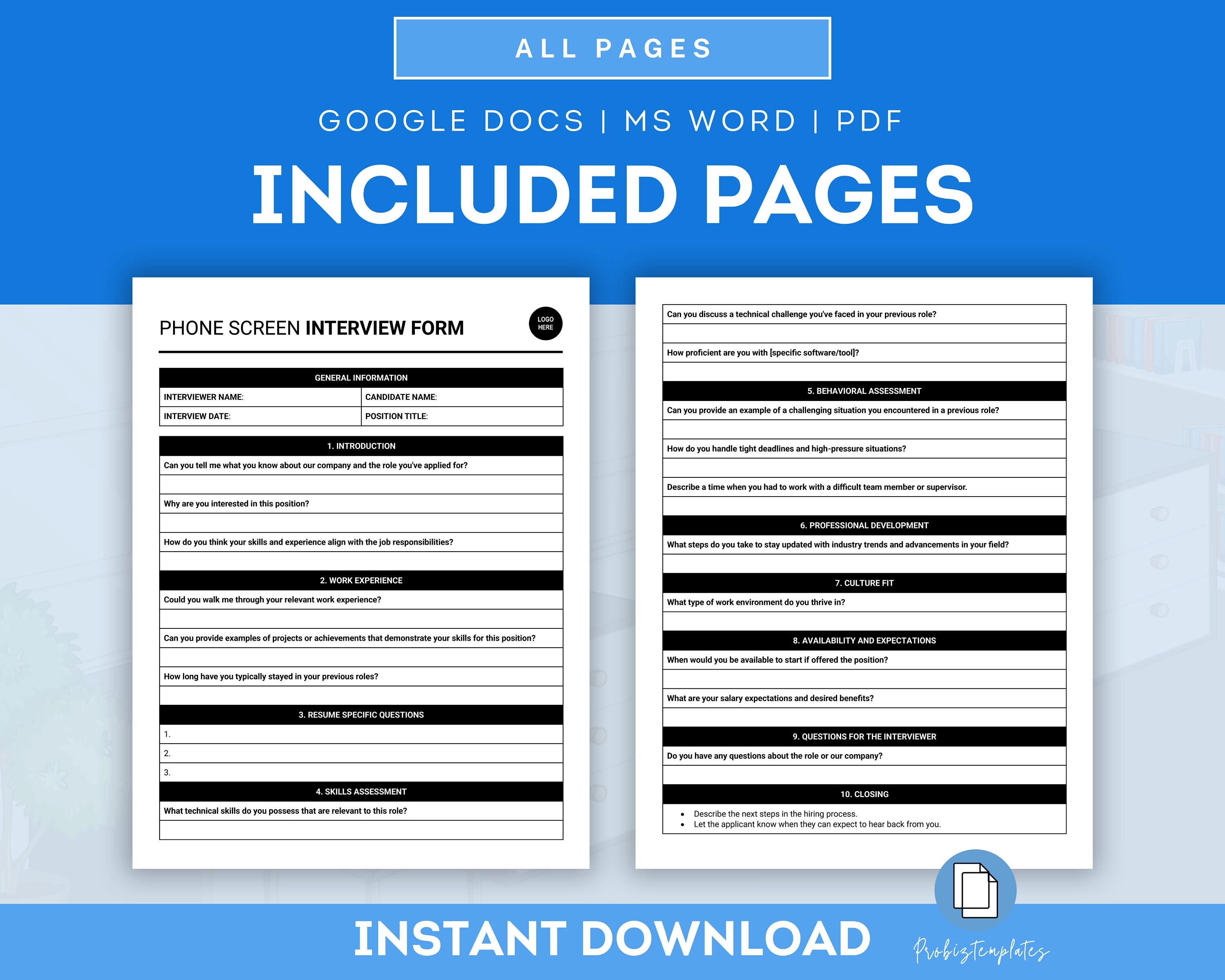 Phone Screen Interview Form Template, Pre-interview Screening Checklist ...