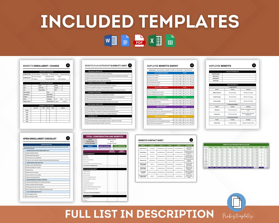 Employee Benefits and Compensation Bundle, Employee Benefits Administrative Forms, Total ...