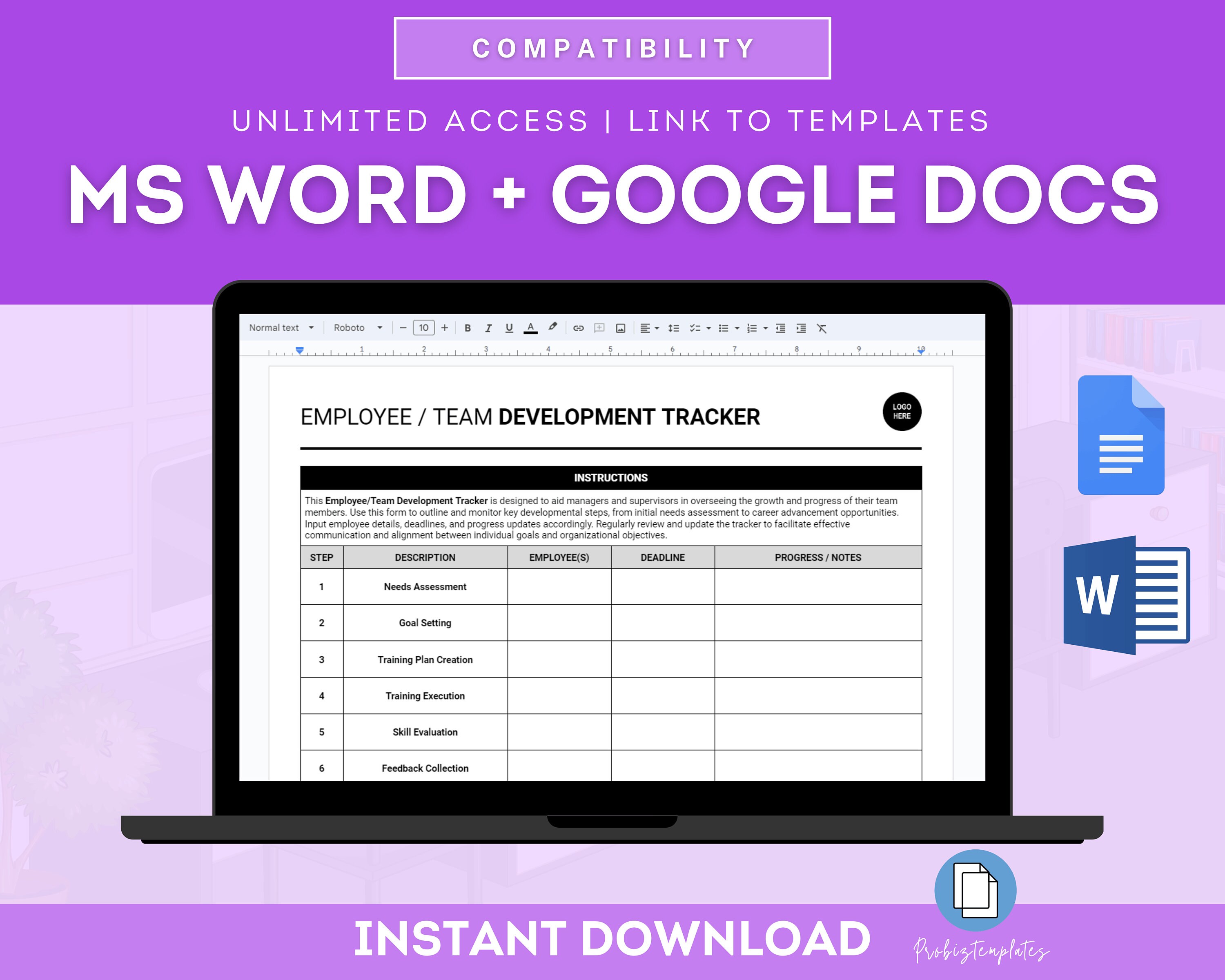 Employee & Team Development Tracker Template, Team Development ...