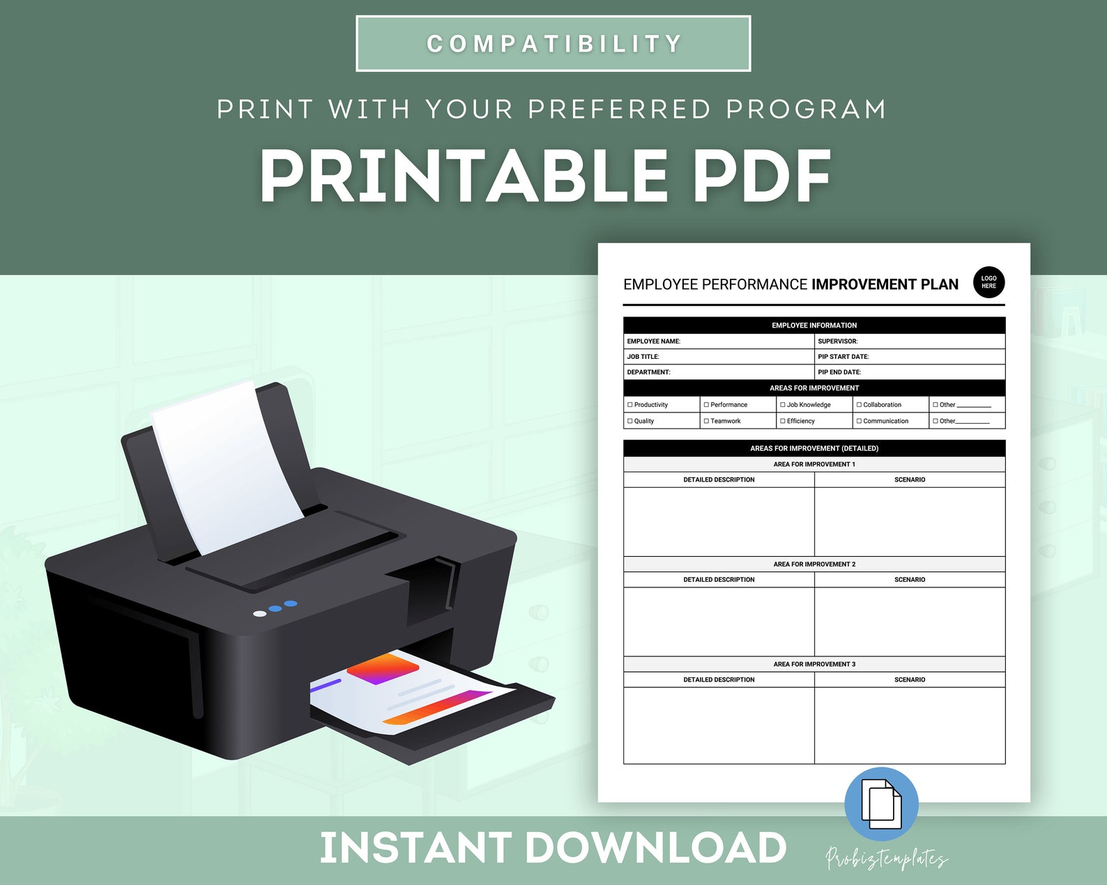 Employee Performance Improvement Plan Template, PIP Template, Employee ...