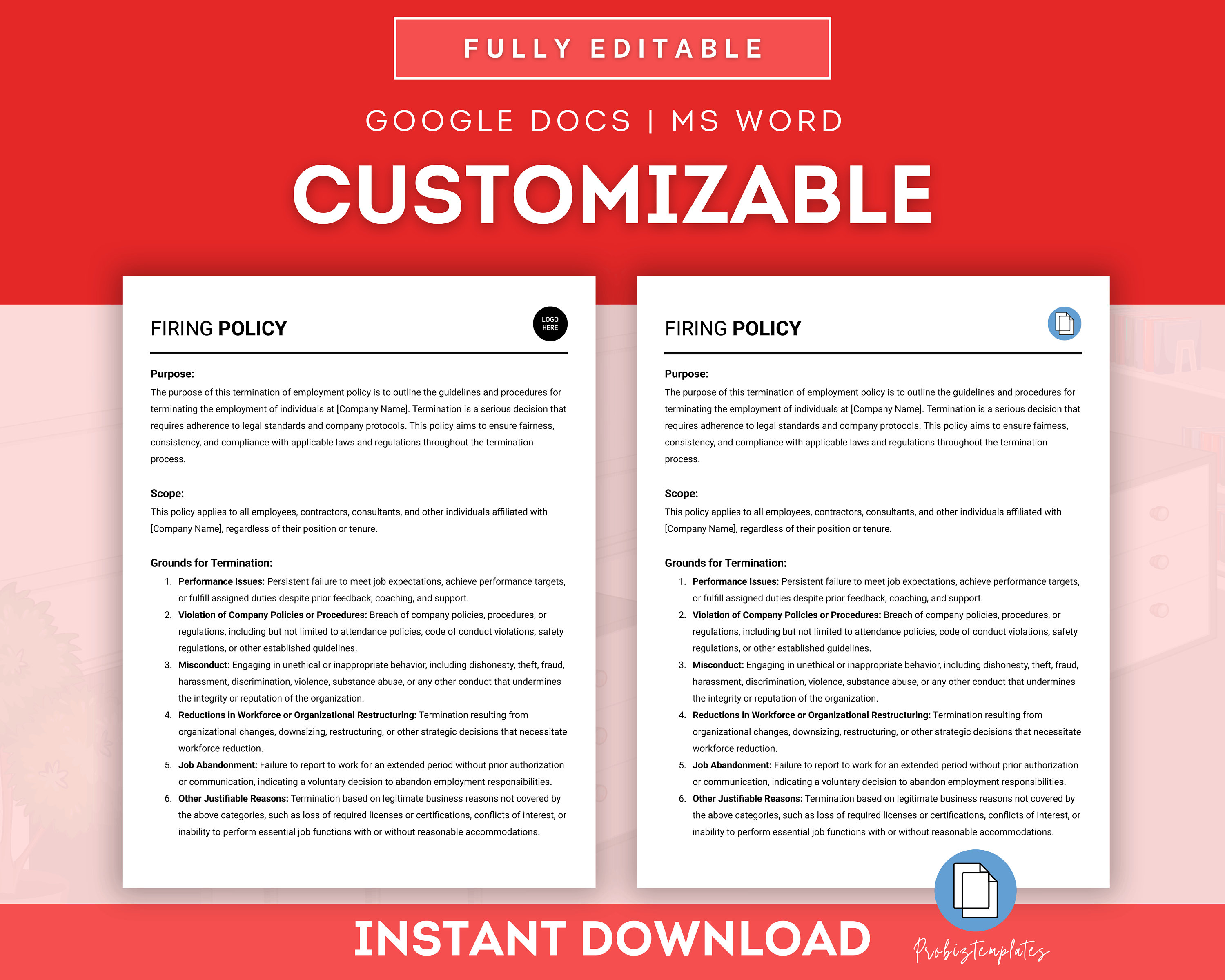 Employment Termination Policy, Firing Policy Template, Termination ...