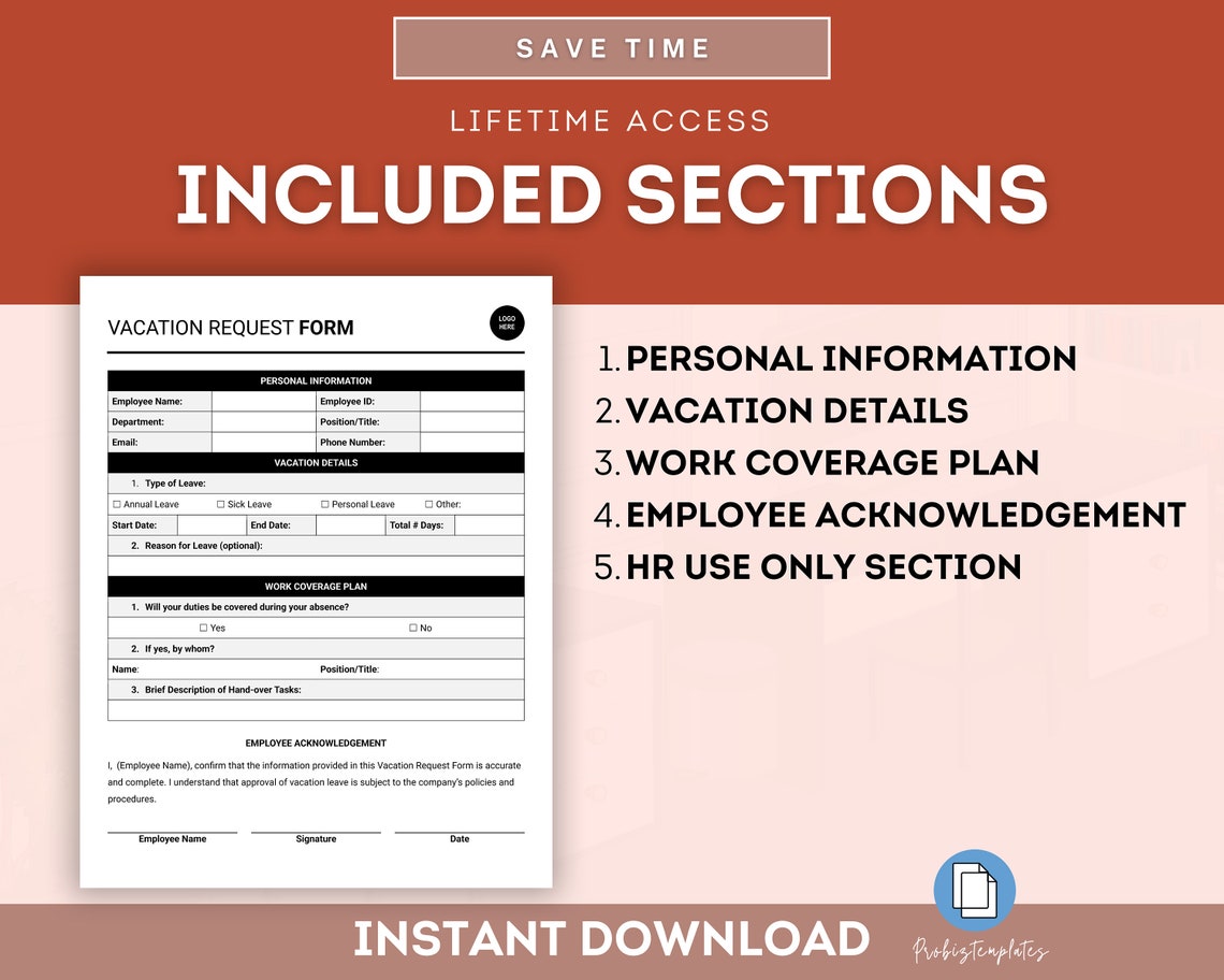 Vacation Request Form Template, Employee Vacation Request Form, Time ...