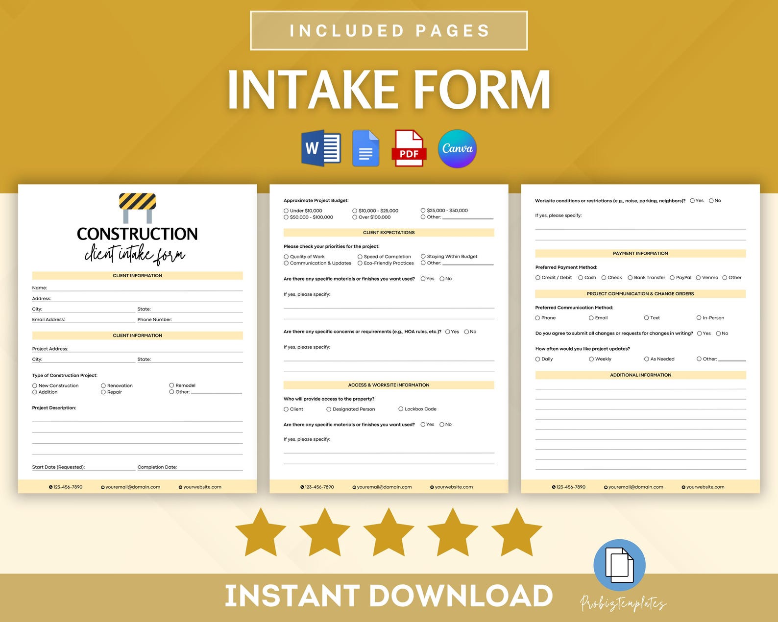 Construction Contract Bundle, Contractor Agreement Forms, Building ...