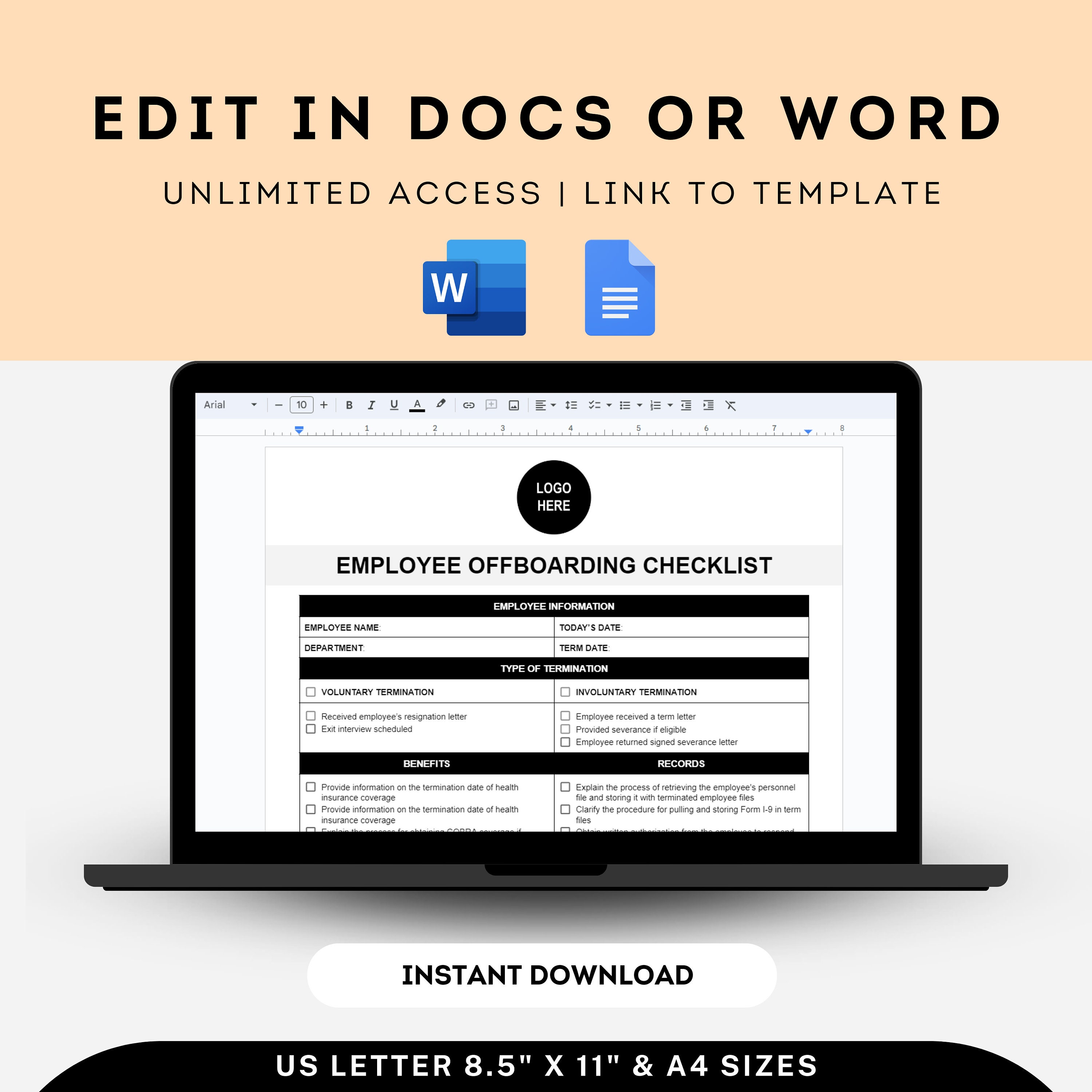 Employee Offboarding Checklist Template Employee Exit - Etsy