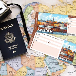 Printable Sweden Surprise Gift Ticket, Editable Stockholm Boarding Pass ...