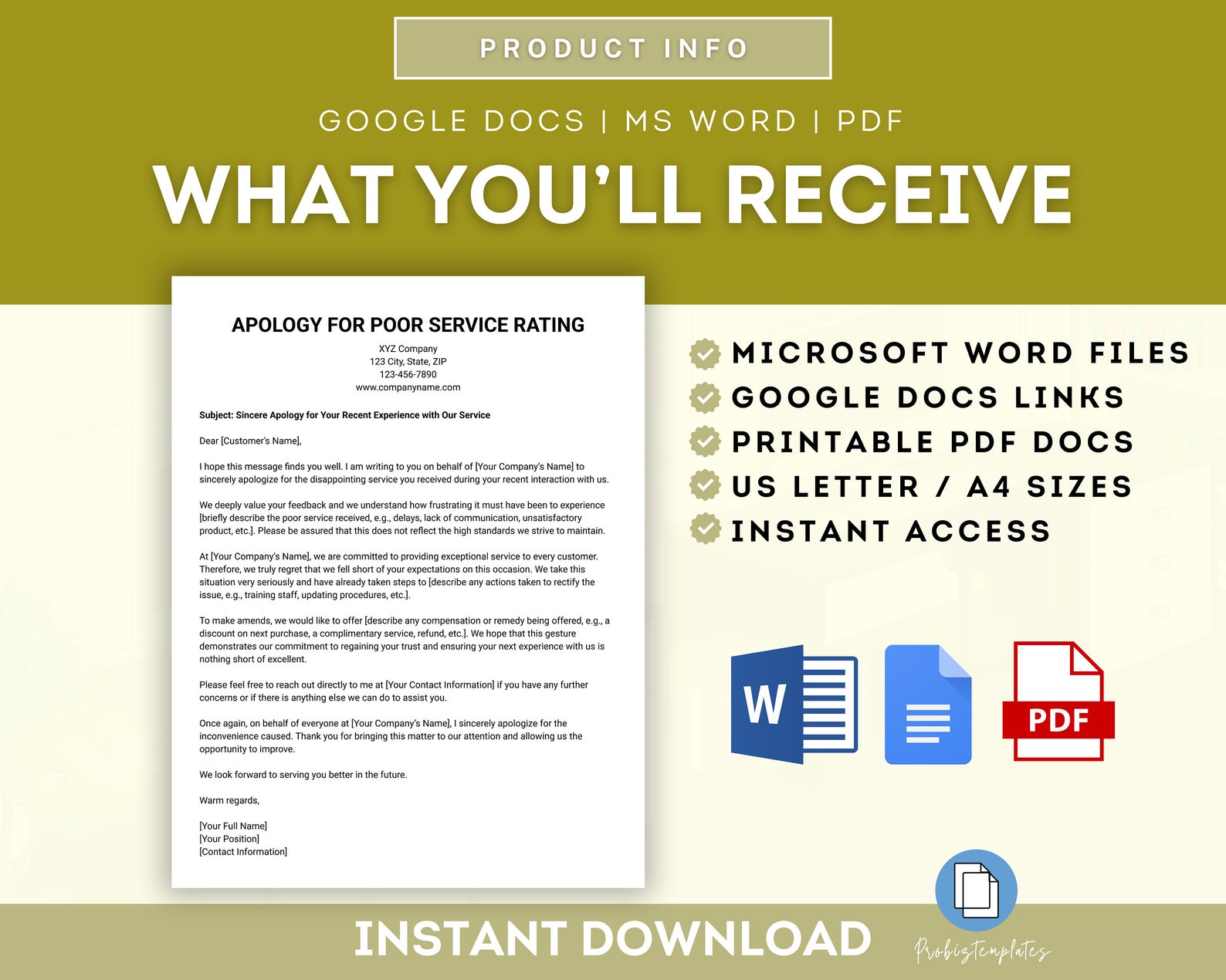 Apology for Poor Service Rating Letter Template, Service Rating Apology ...