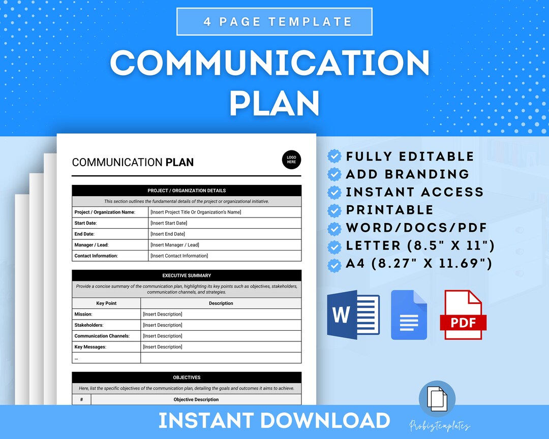 Communication Plan Template, Stakeholder Engagement Strategy, Project ...