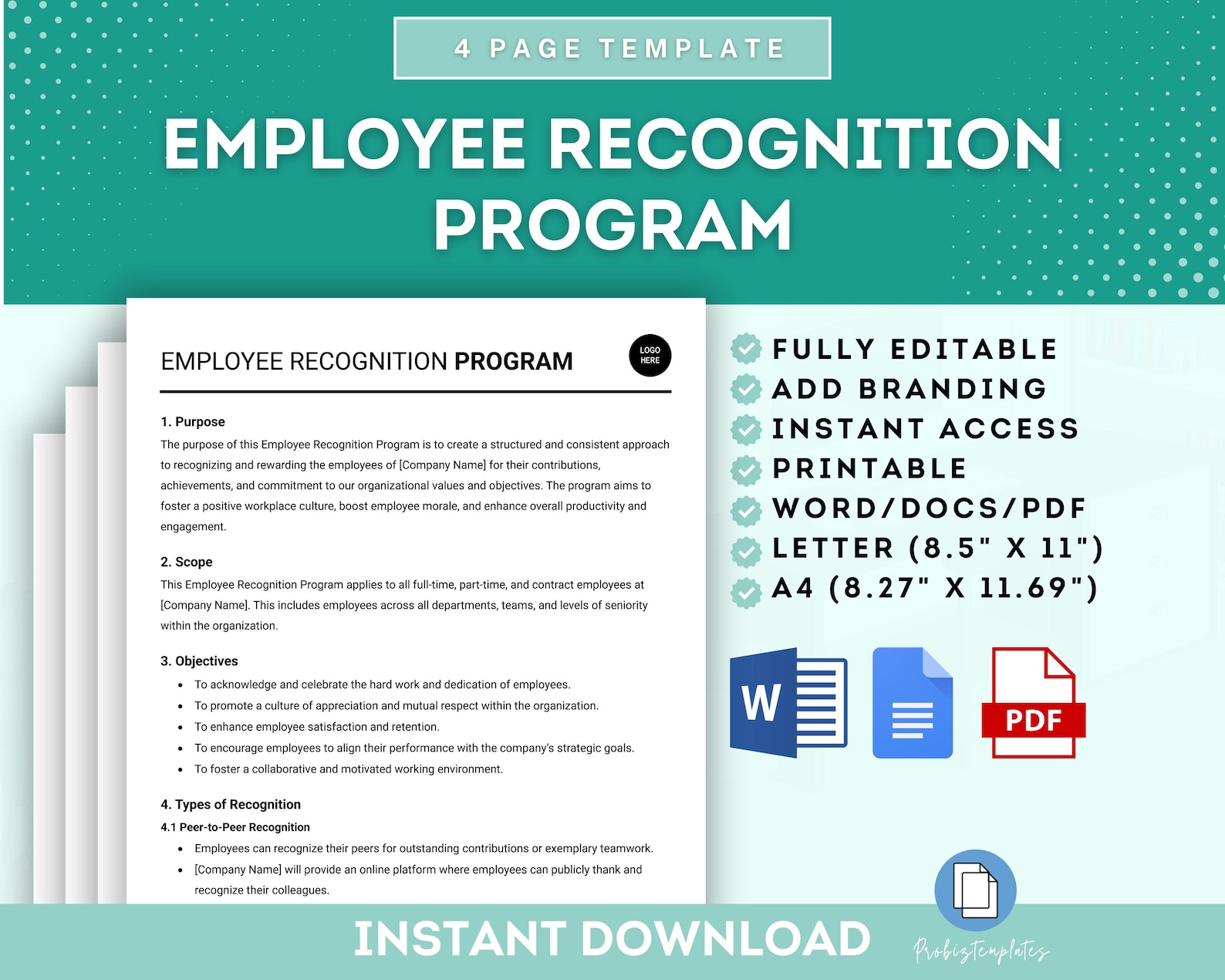 Employee Recognition Program Template, Employee Appreciation Program ...