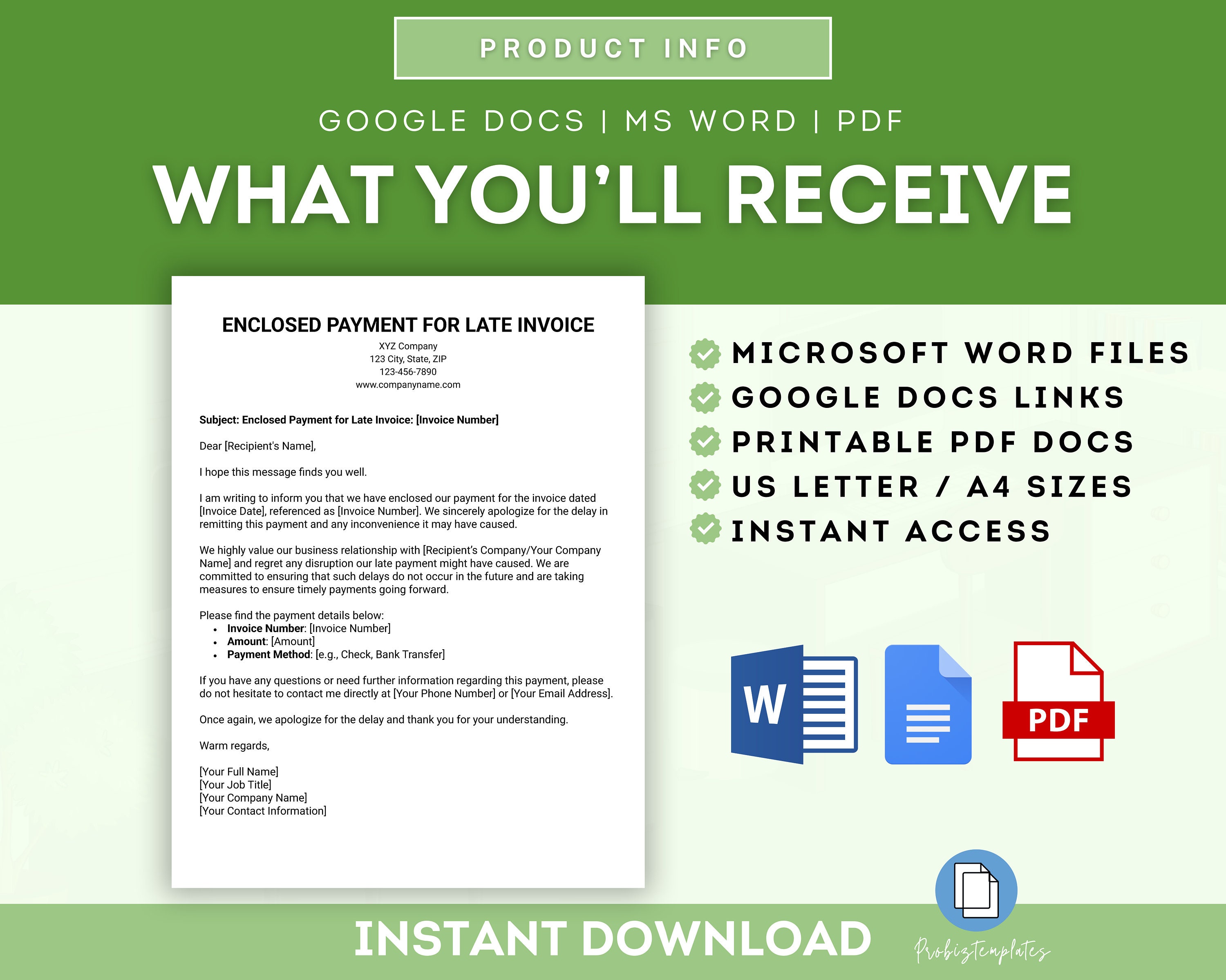 Enclosed Payment for Late Invoice Letter Template, Late Invoice Payment ...