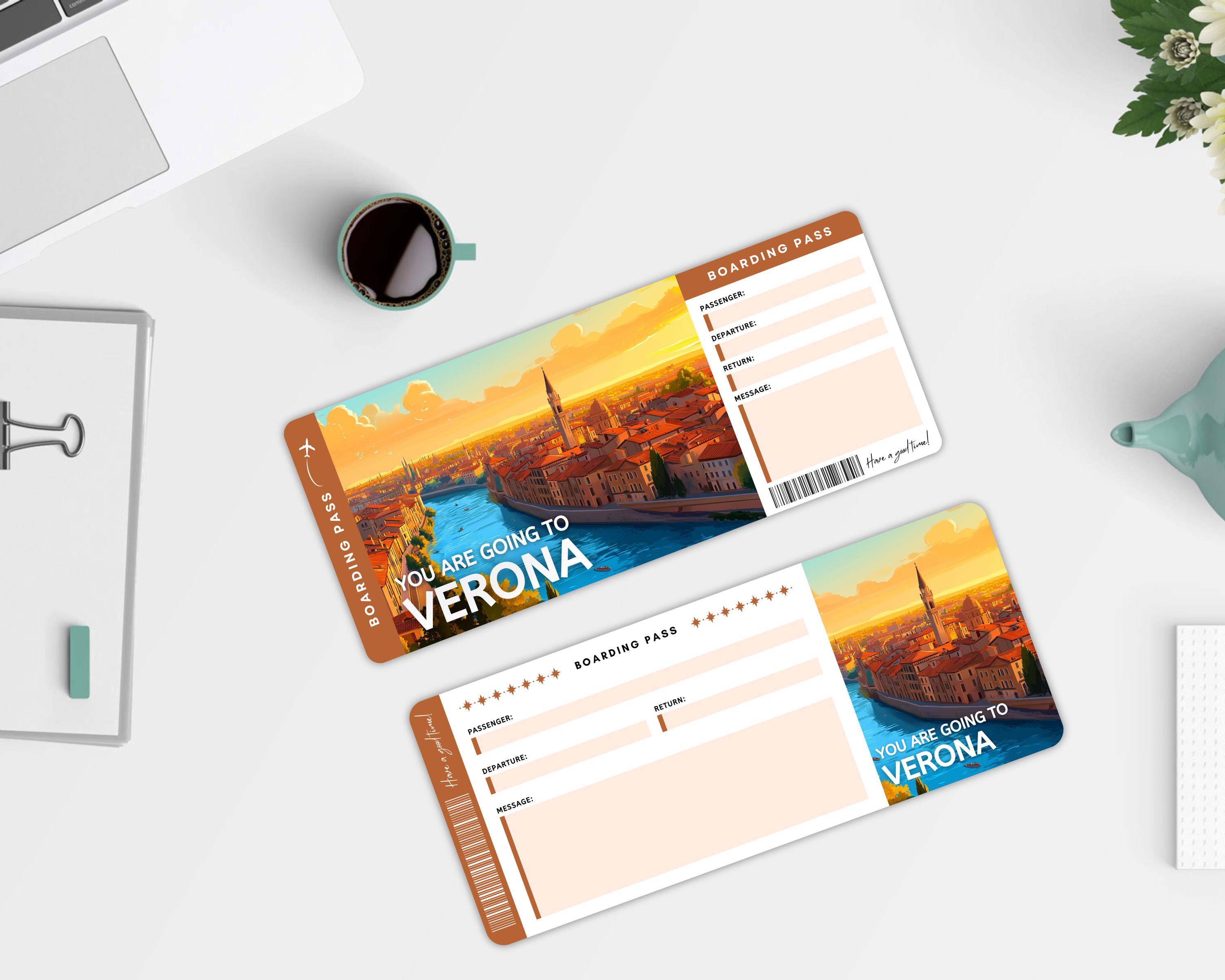 Printable Verona Surprise Gift Ticket, Editable Italy Boarding Pass ...