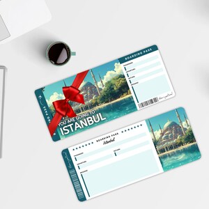 Printable Istanbul Surprise Gift Ticket, Editable Turkey Vacation ...