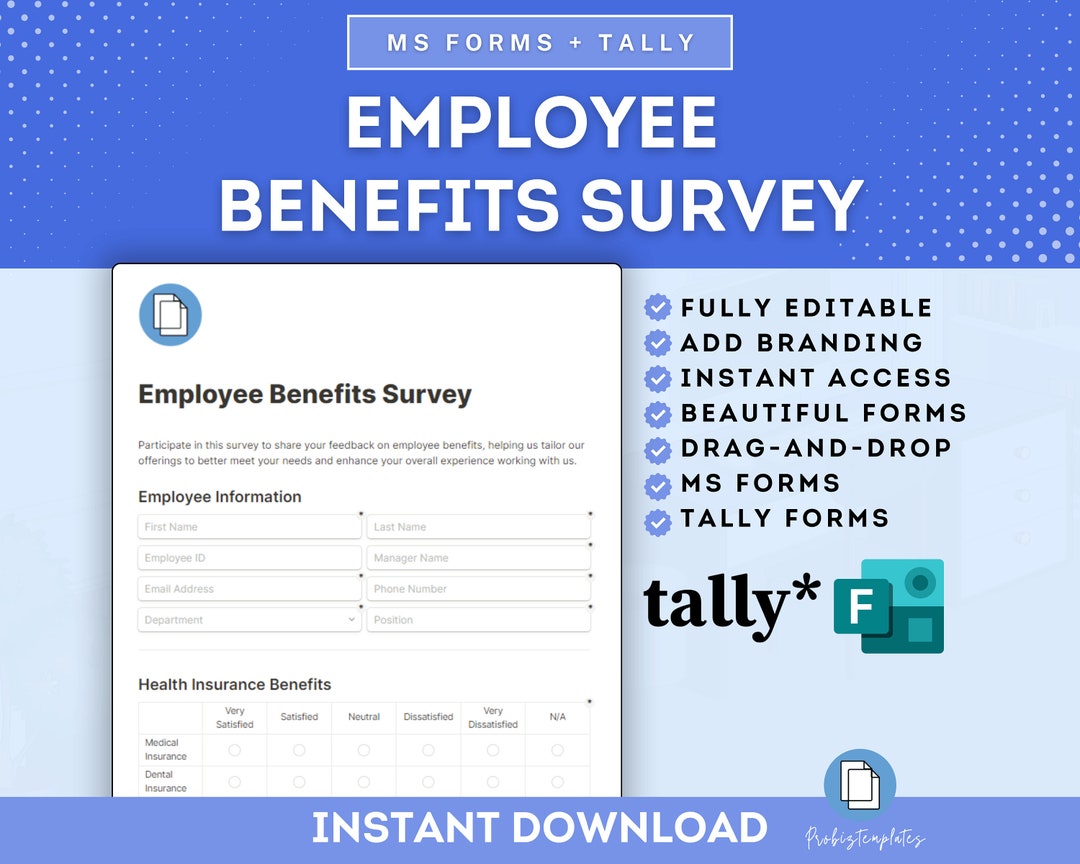 Employee Benefits Online Survey, Workplace Benefits Satisfaction Form ...