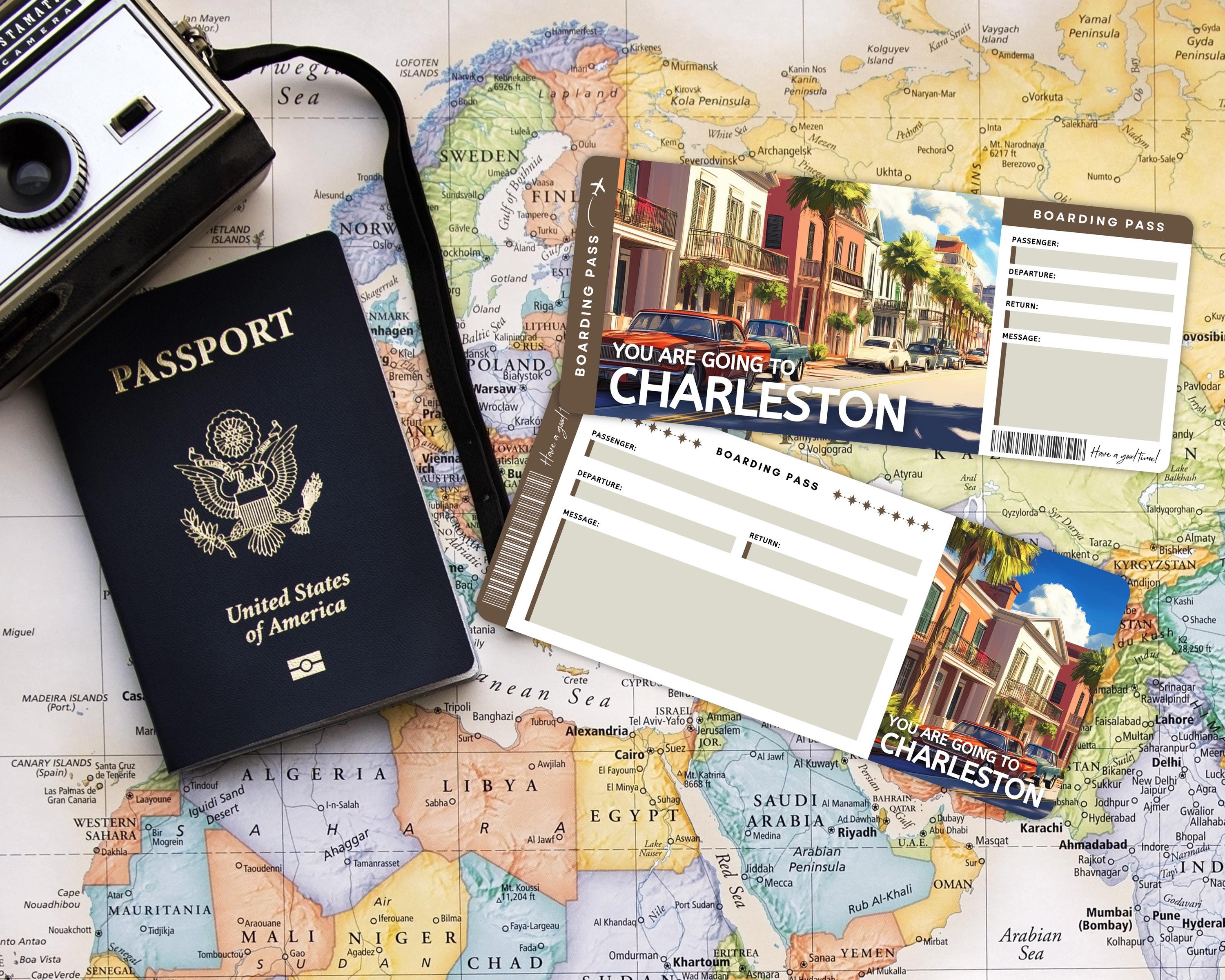 Printable Charleston Surprise Gift Ticket, Editable South Carolina ...