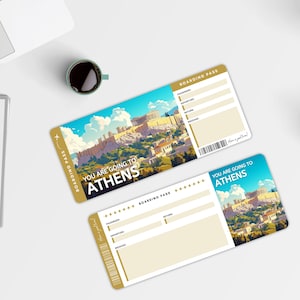Printable Athens Surprise Gift Ticket, Editable Greece Vacation ...