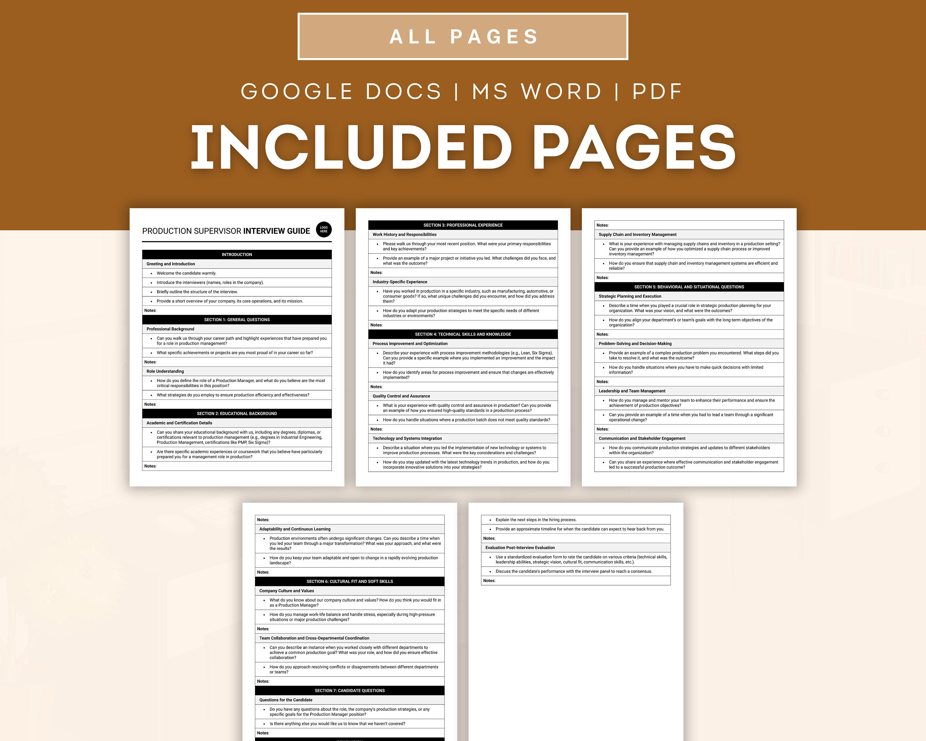 Production Supervisor Interview Guide Template, Manufacturing ...
