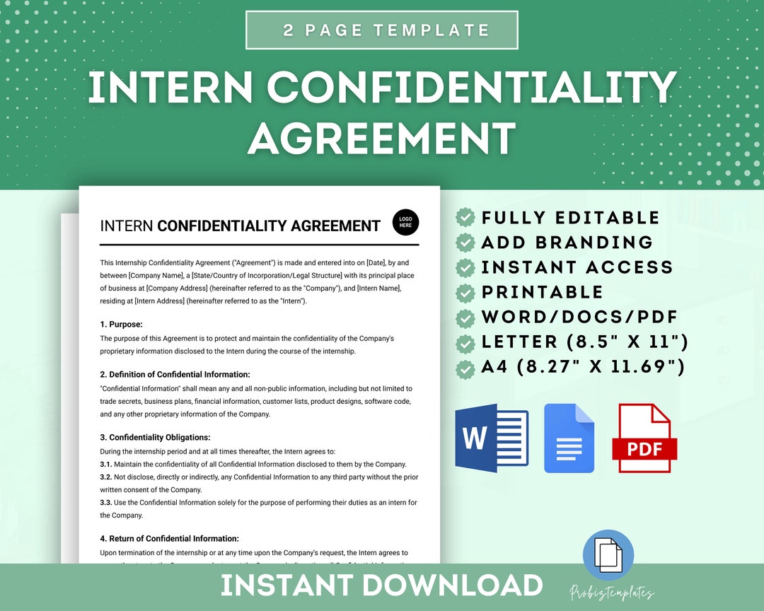 Intern Confidentiality Agreement Template, Student Confidentiality ...