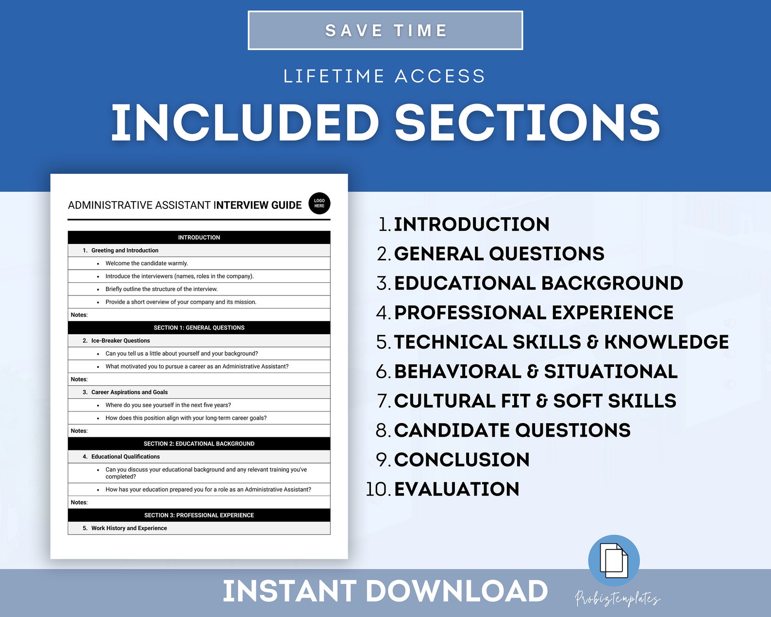 Administrative Assistant Interview Guide Template, Admin Assistant ...