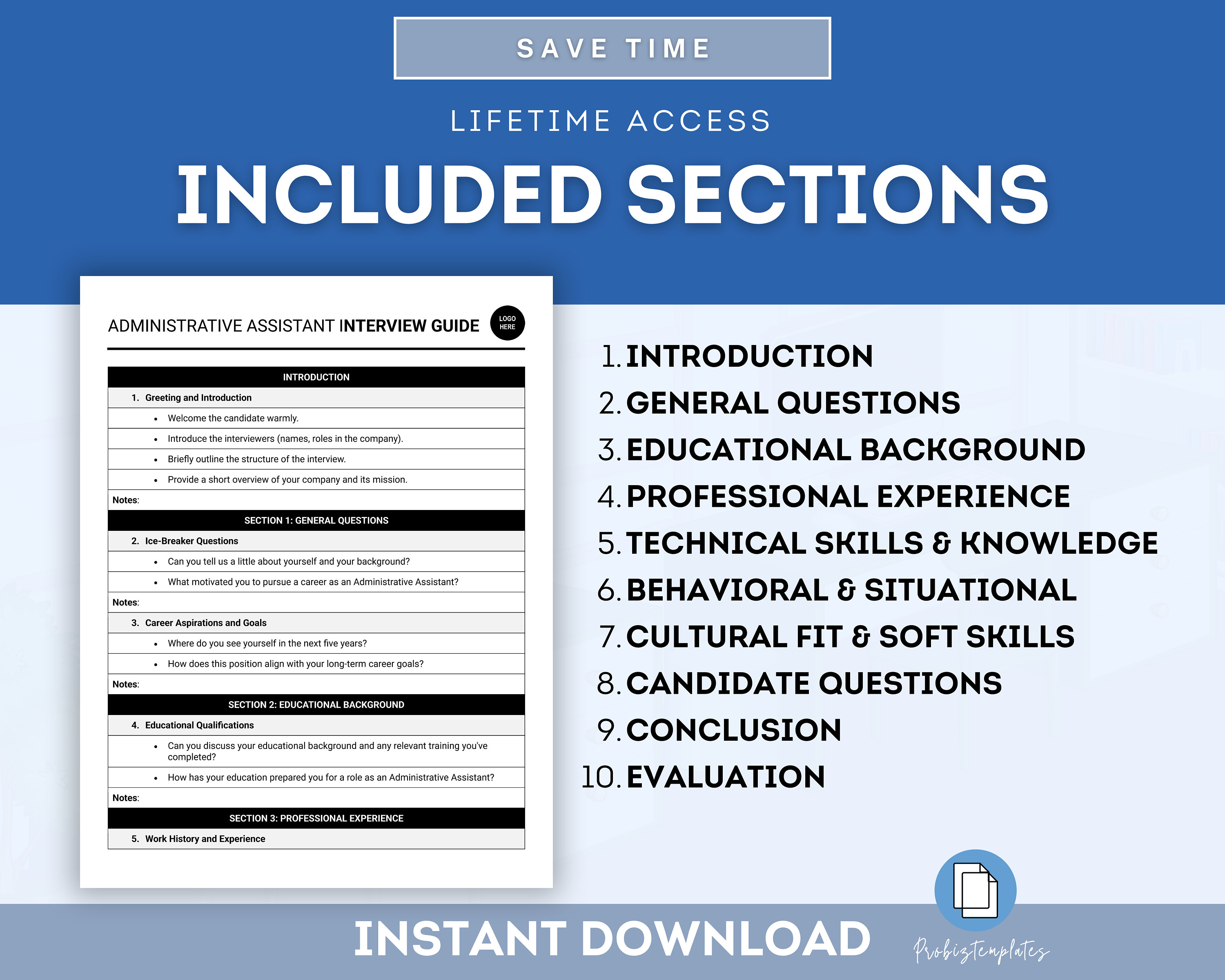 Administrative Assistant Interview Guide Template, Admin Assistant ...