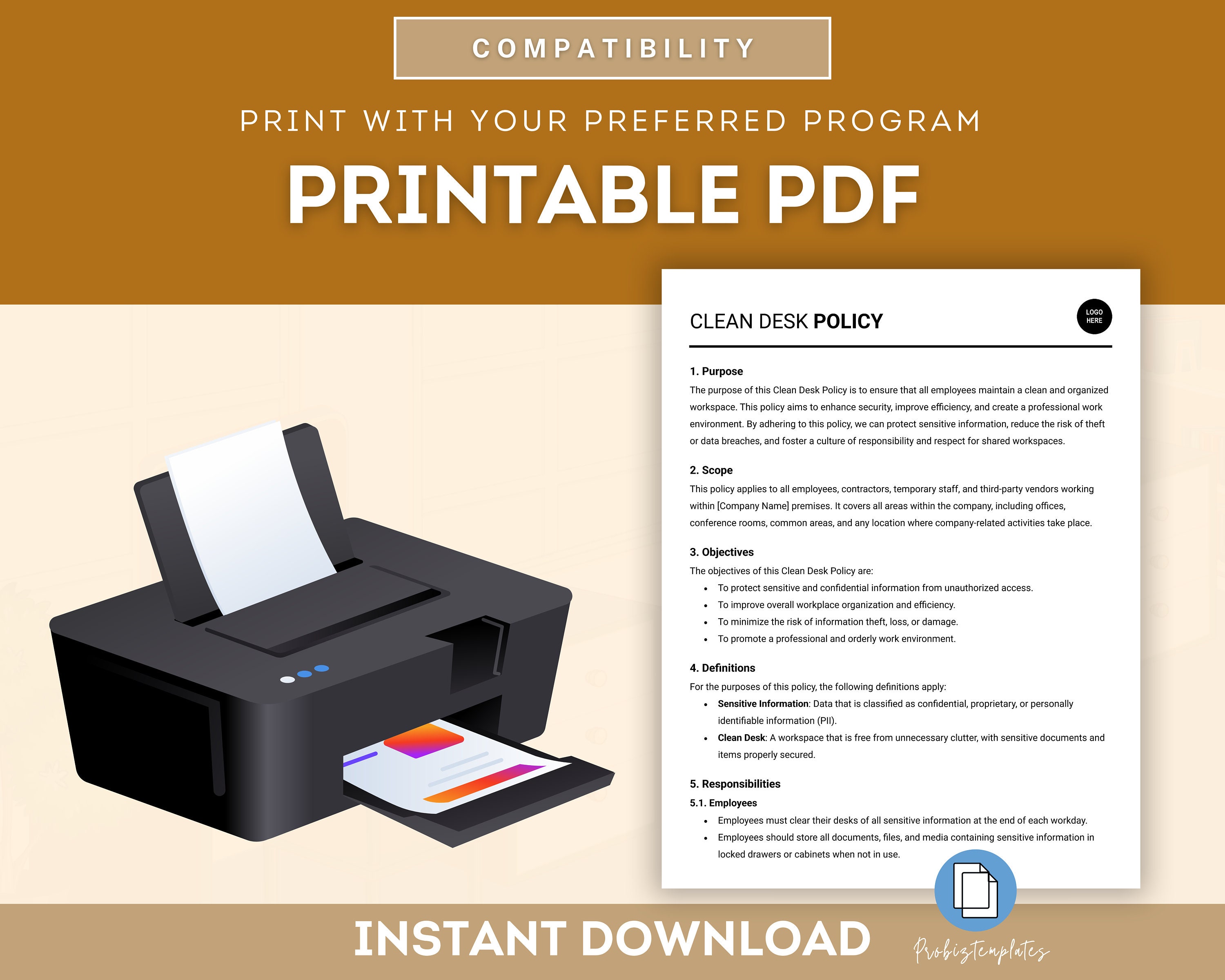 Clean Desk Policy Template, Workplace Clean Desk Guidelines Template ...