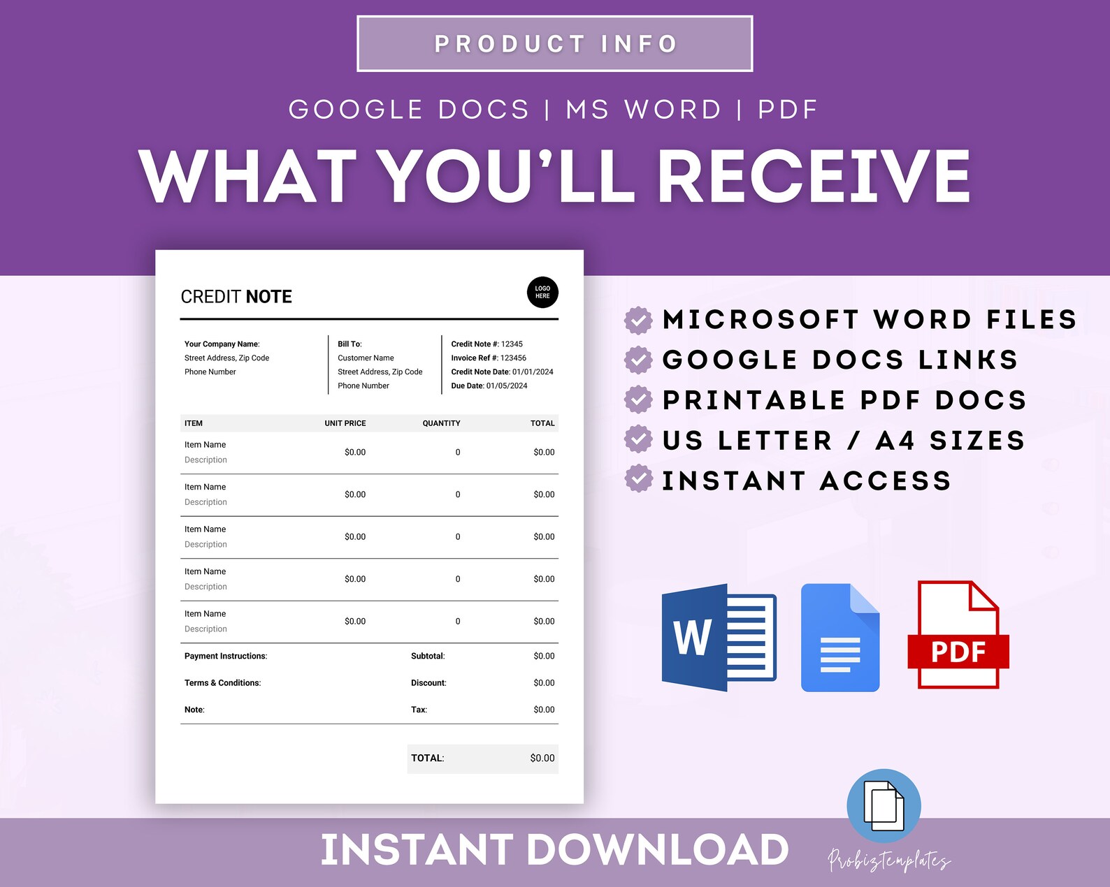 Credit Note Template, Credit Memo Template, Credit Adjustment Note ...