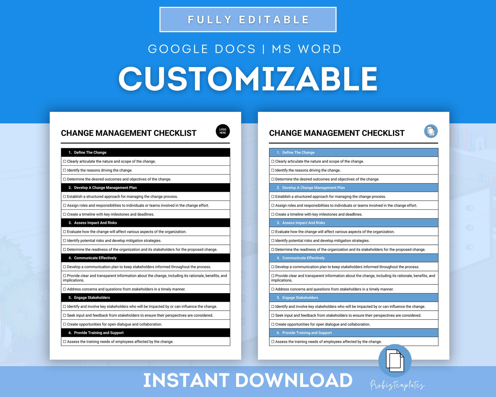 Change Management Checklist Template, Organizational Change Checklist ...