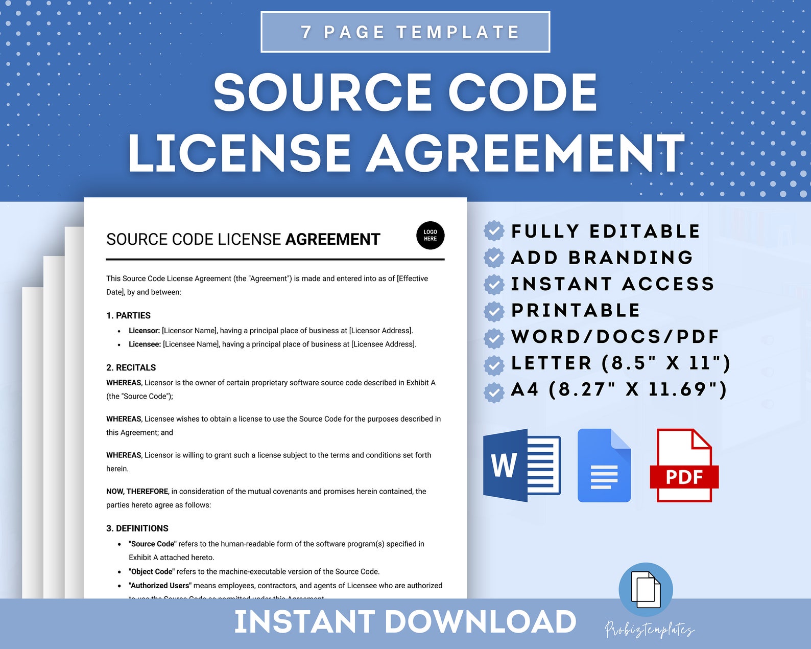 Source Code License Agreement, Software License Contract, Source Code ...