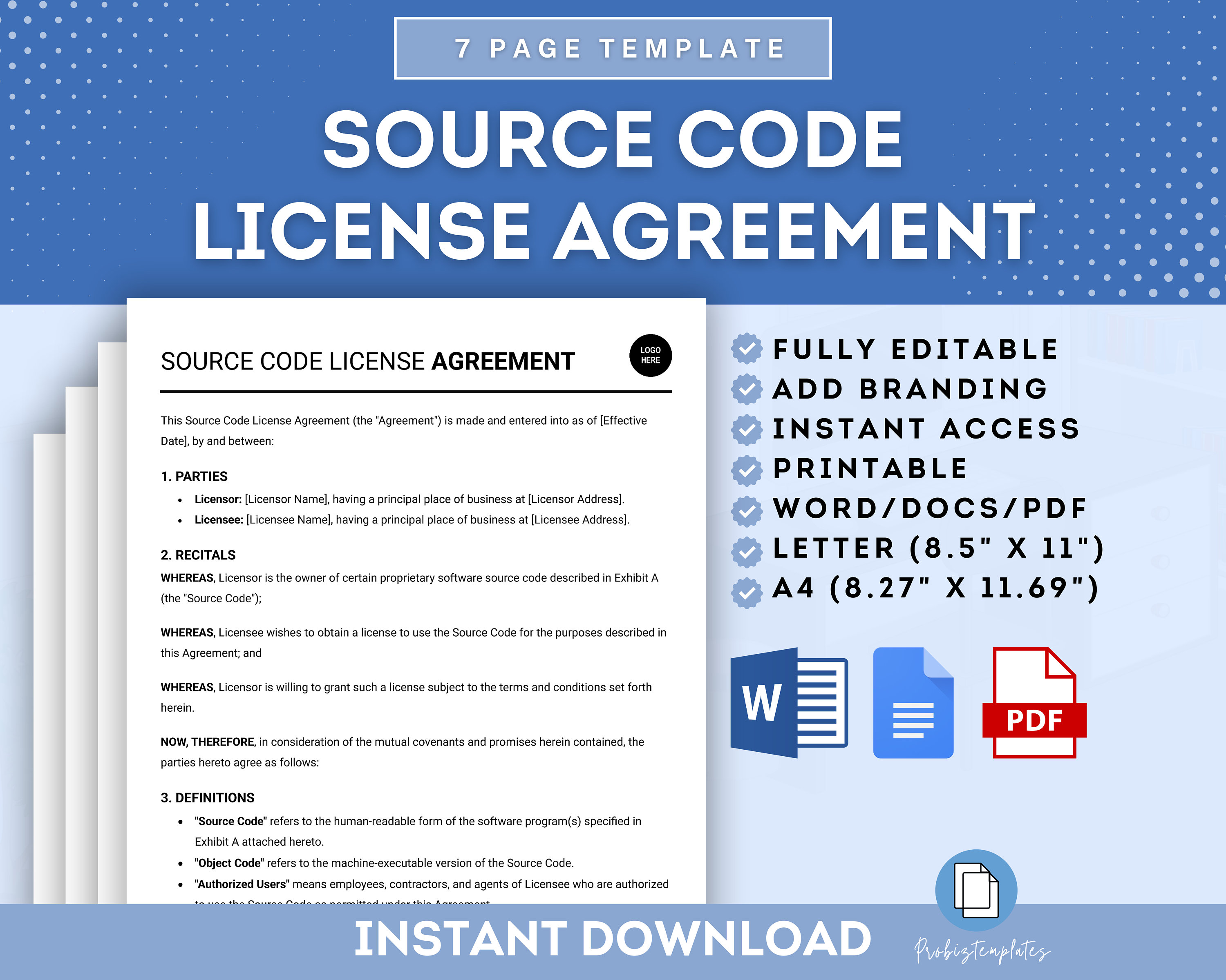 Source Code License Agreement, Software License Contract, Source Code ...