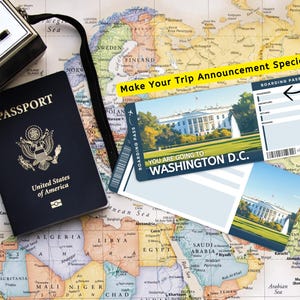 Printable Washington D.C. Surprise Gift Ticket, Editable USA Vacation ...