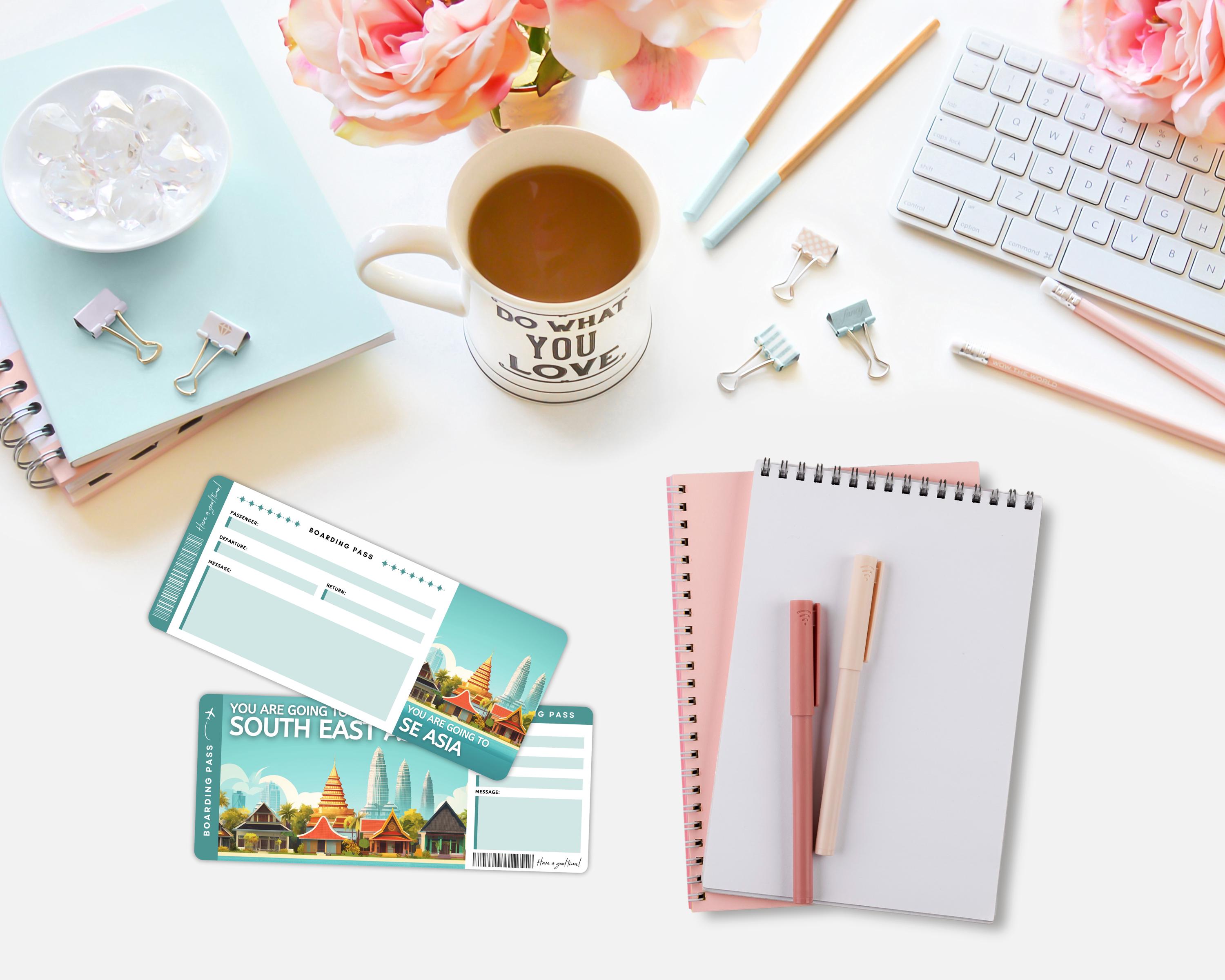 Printable South East Asia Surprise Gift Ticket, Editable Asia Vacation ...