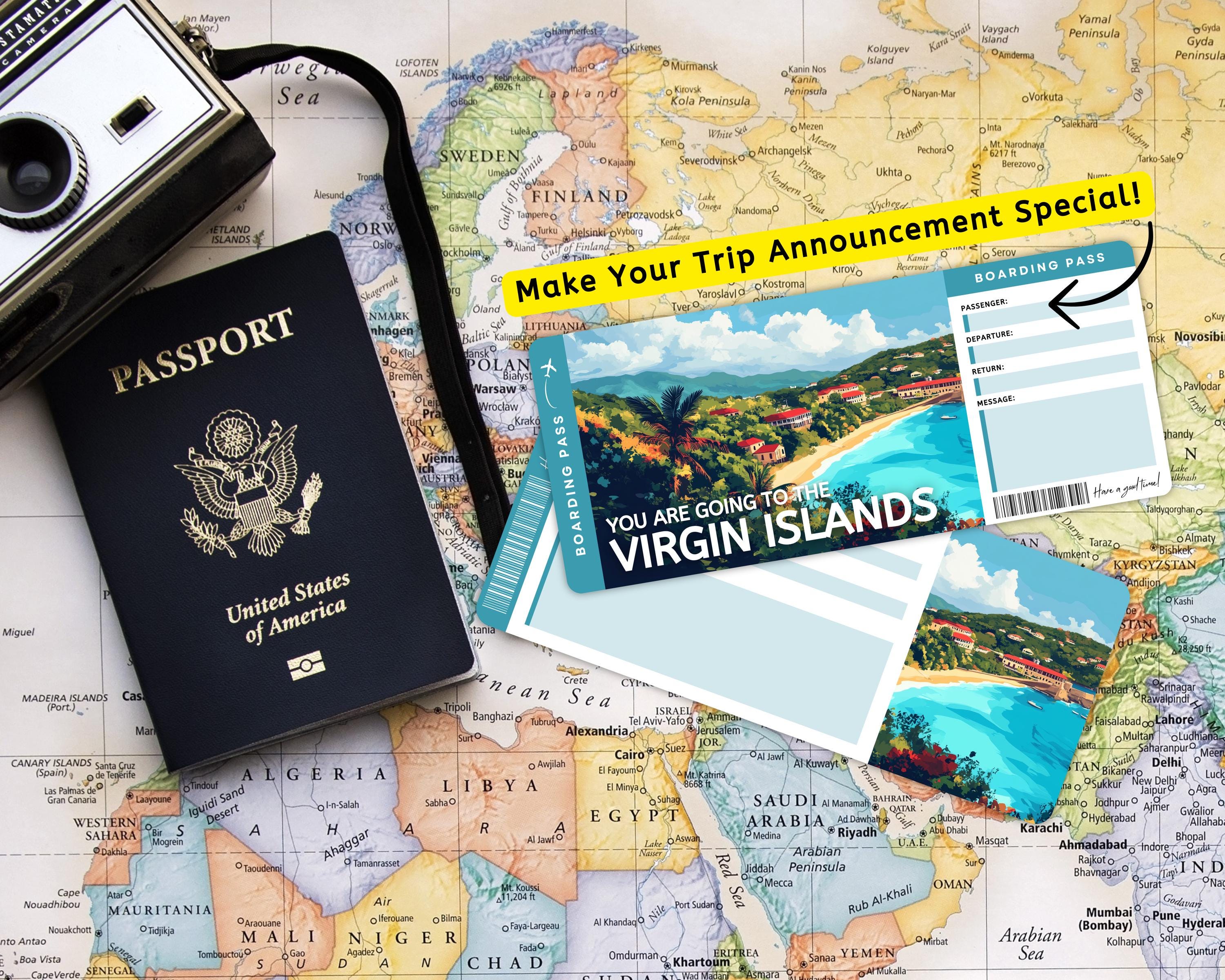 Printable Virgin Islands Surprise Gift Ticket, Editable Island Vacation ...