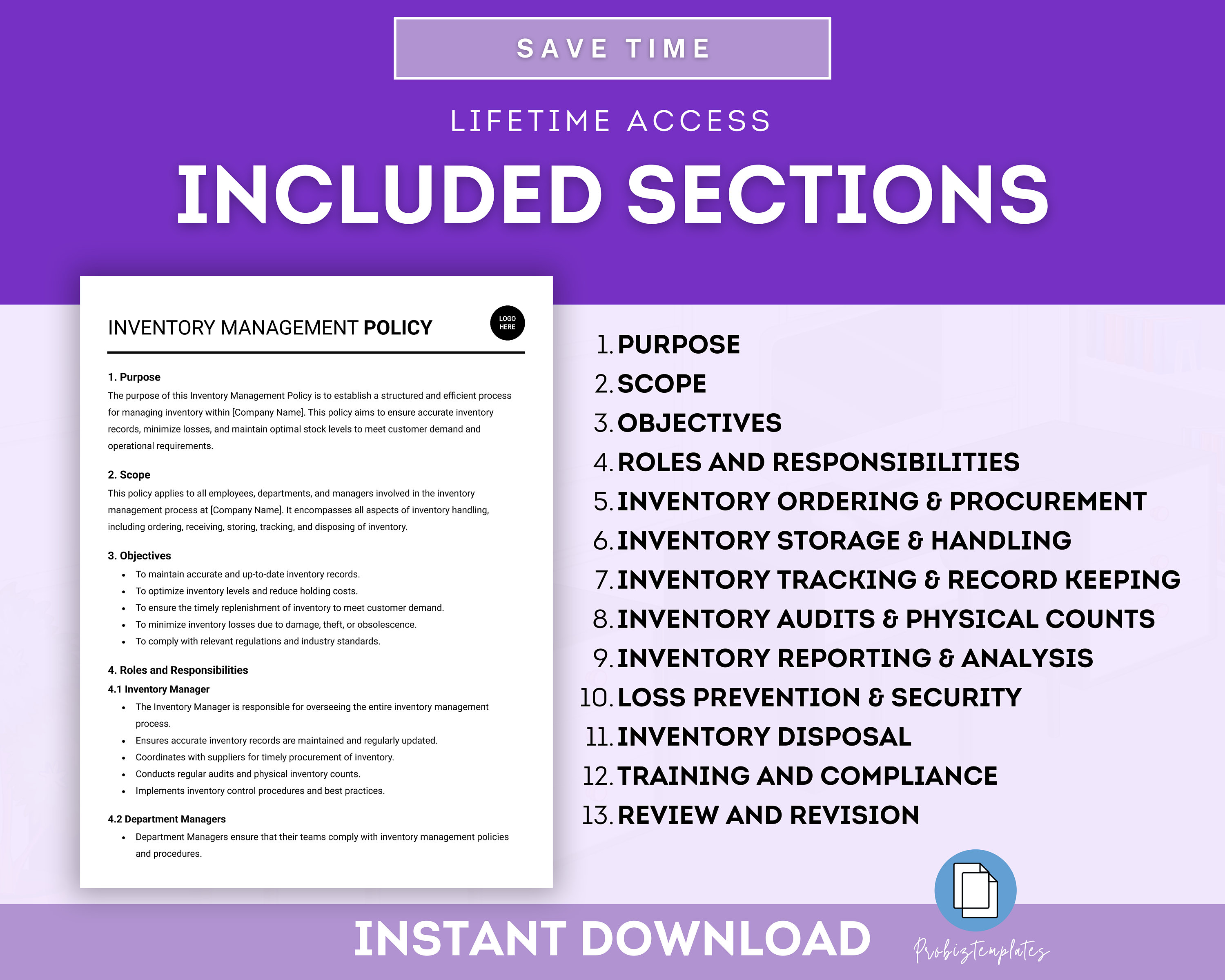 Inventory Management Policy Template, Stock Management Policy Template ...