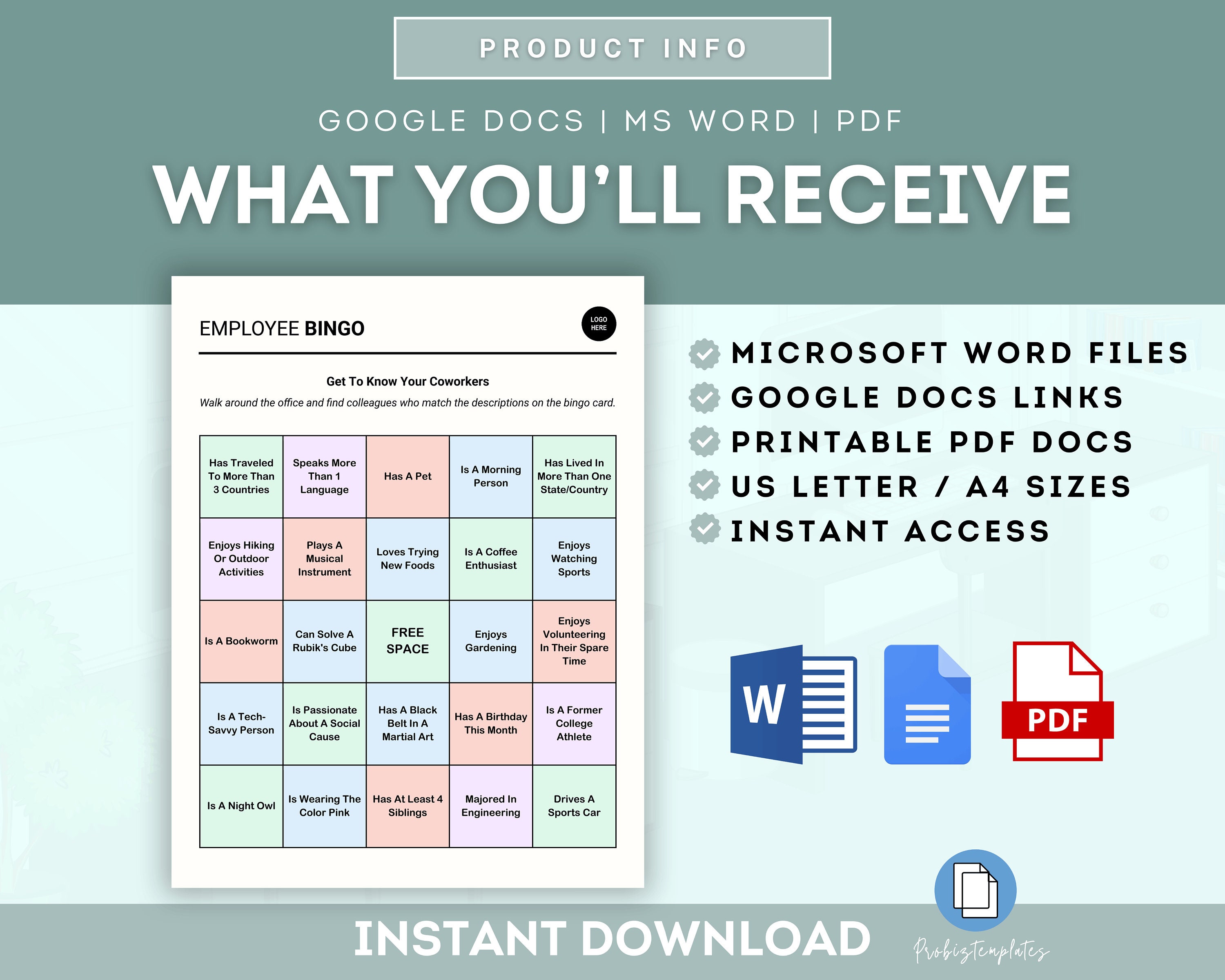Employee Bingo Template, Staff Bingo Card Template, Onboarding Bingo ...
