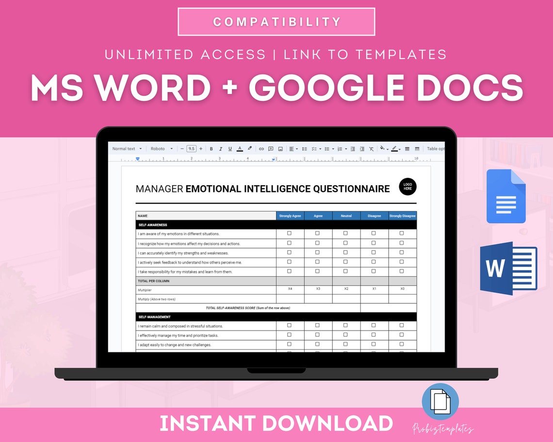 Manager Emotional Intelligence Questionnaire, Leadership Emotional ...