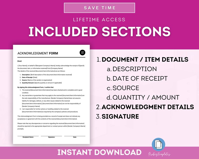 Acknowledgment Form Template, Confirmation Form Template, Receipt Form ...