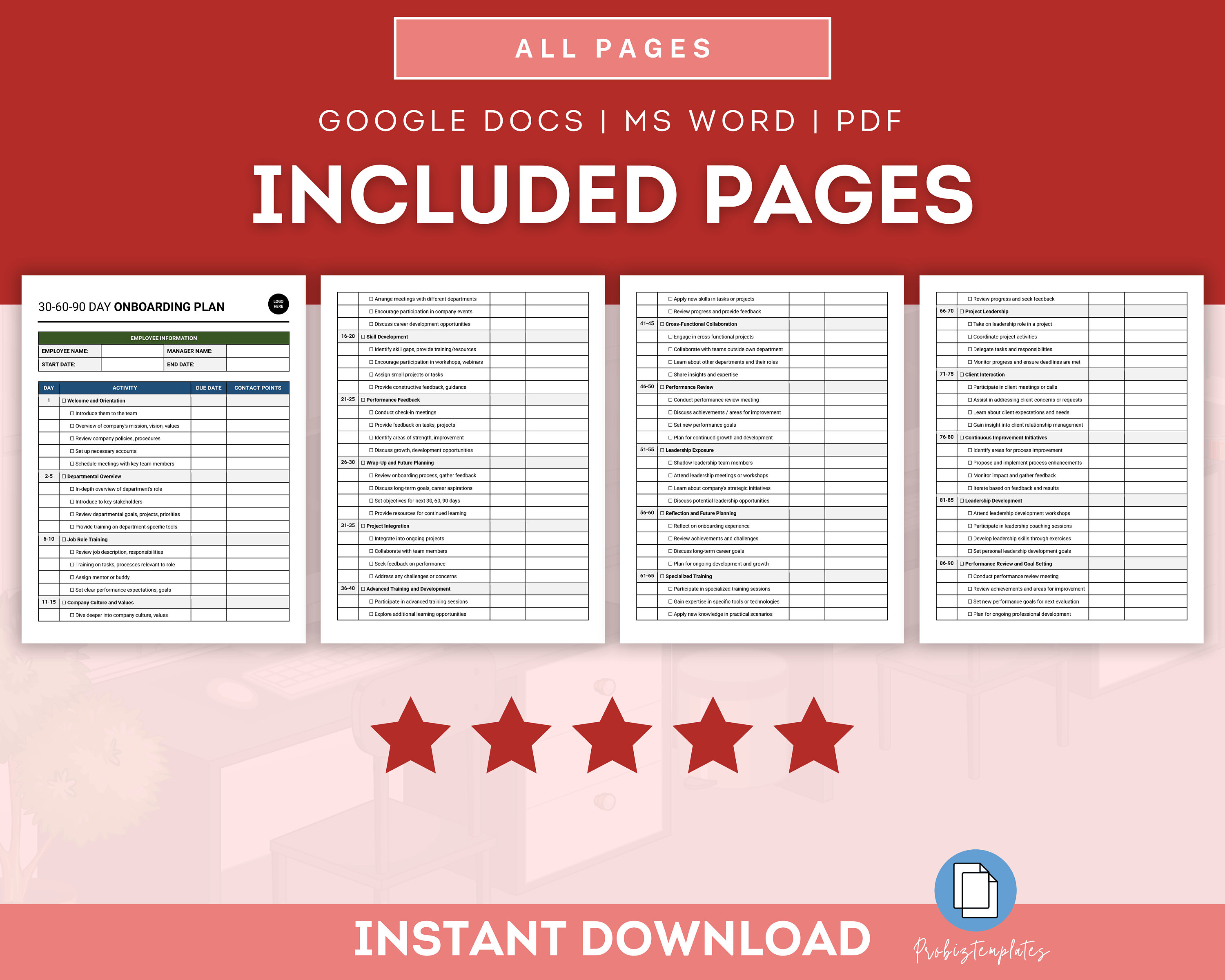 Employee 30 60 90 Day Onboarding Plan Checklist Template, New Hire ...