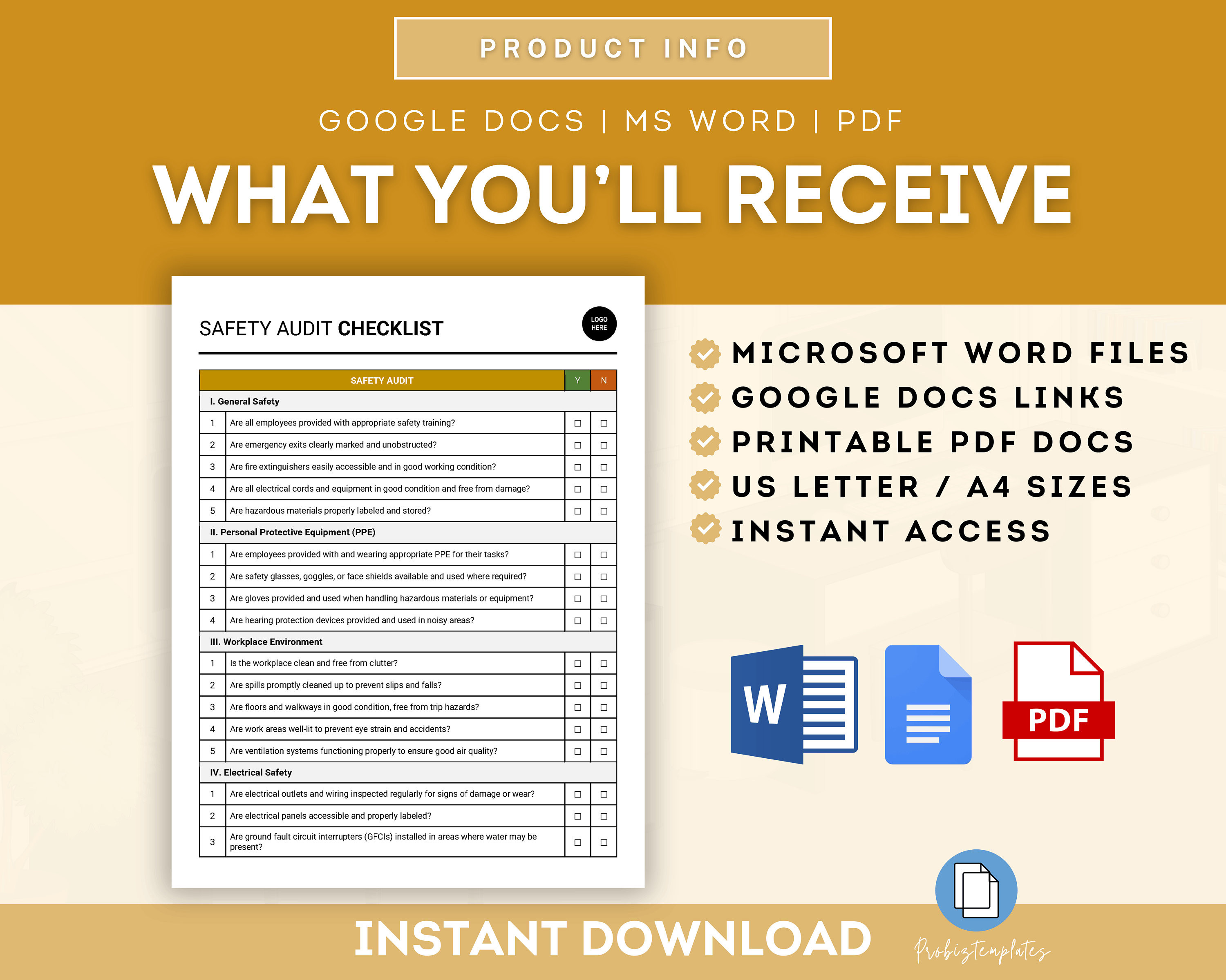 Workplace Safety Audit Checklist Template, Safety Inspection Form ...