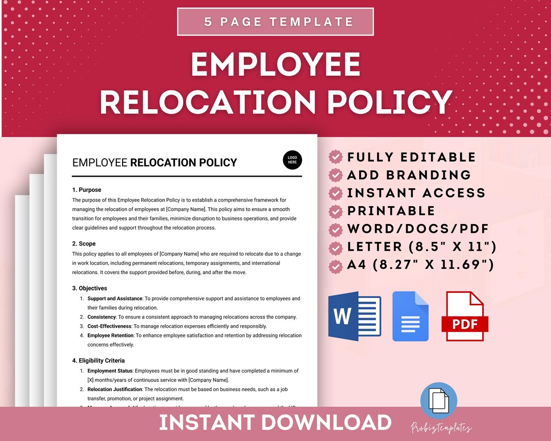 Employee Relocation Policy Template, Company Relocation Guidelines ...