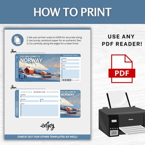 Printable Norway Surprise Gift Ticket, Editable Oslo Boarding Pass ...